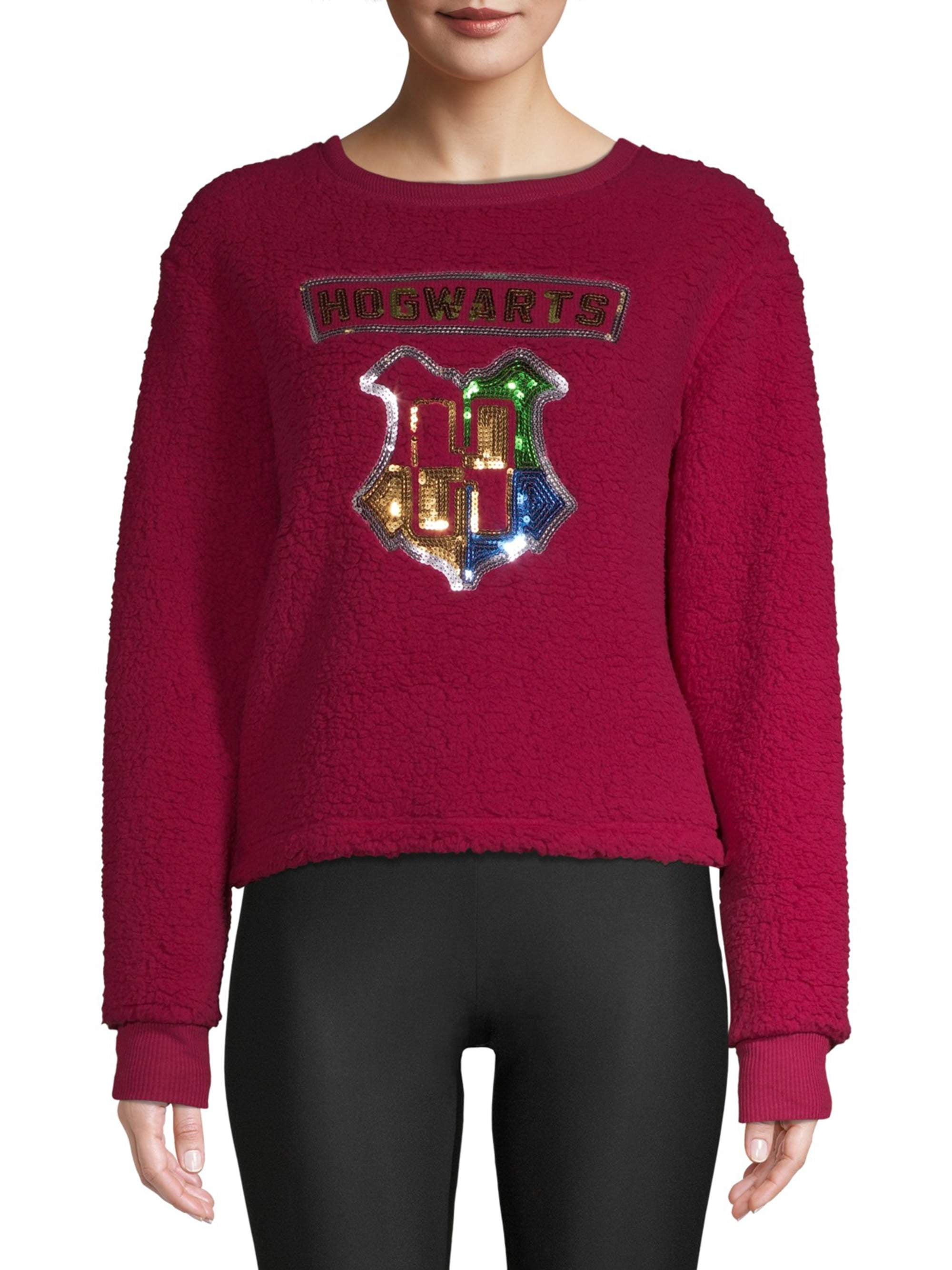 Hogwarts Women's Sequin Nubby Fleece Sweatshirt - Walmart.com