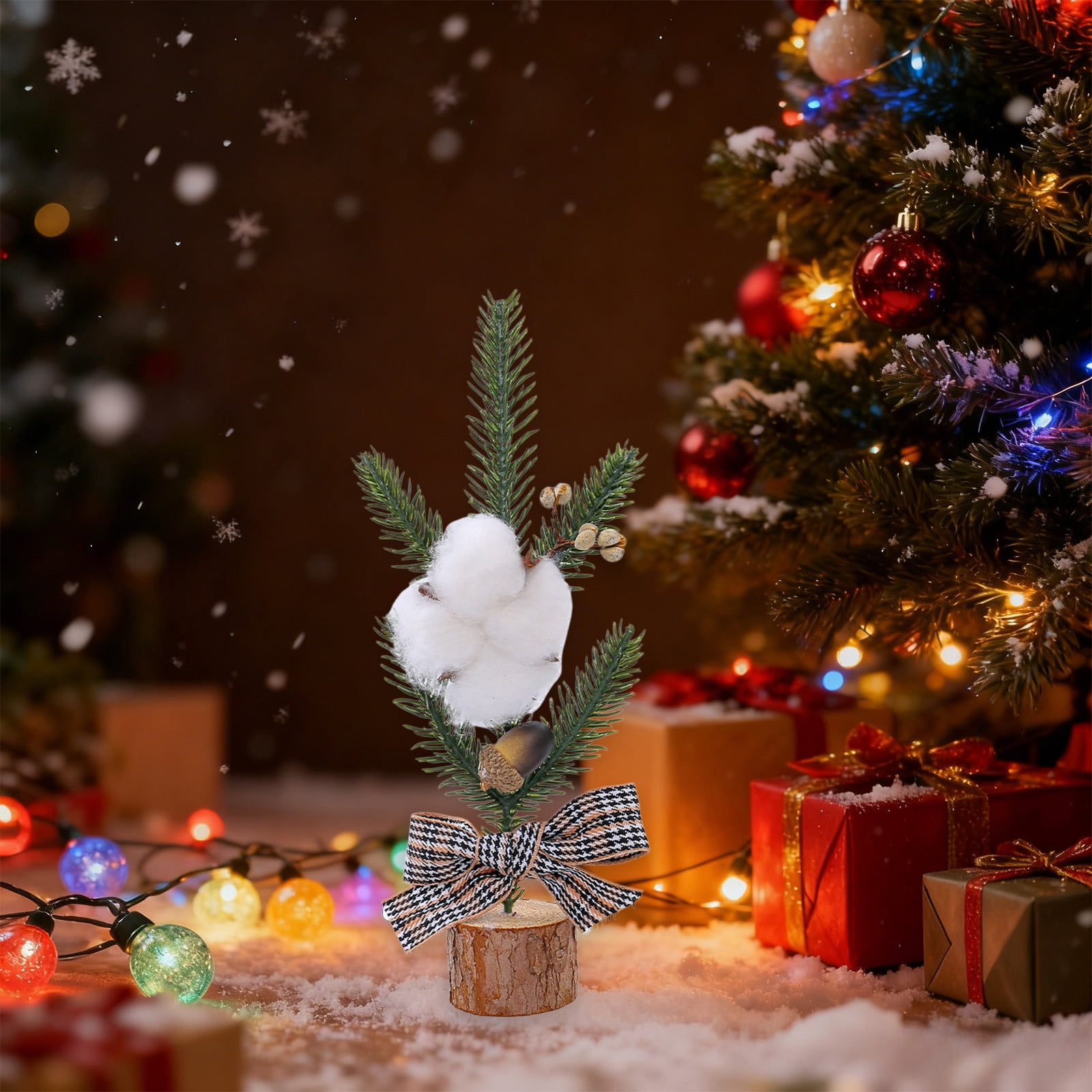 Hohaski 25CM Christmas Decorations Desktop Window Mini Tree Potted ...