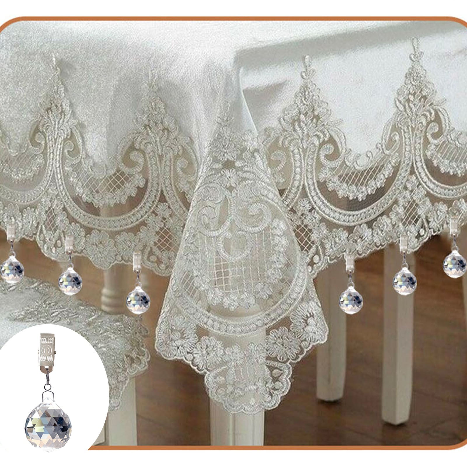 Hohaski 4 Piece Set Tablecloth Pendant Metal Clip with Crystal Glass ...