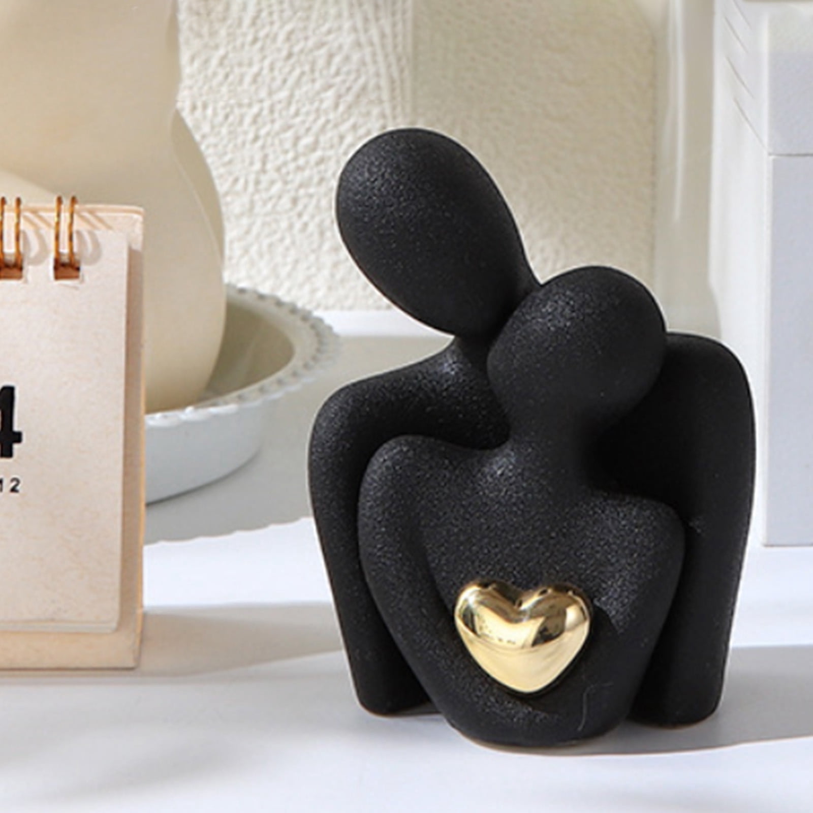 Hohaski Couple Hug Statue, Gold Heart Figurines Abstract Sculpture Home ...