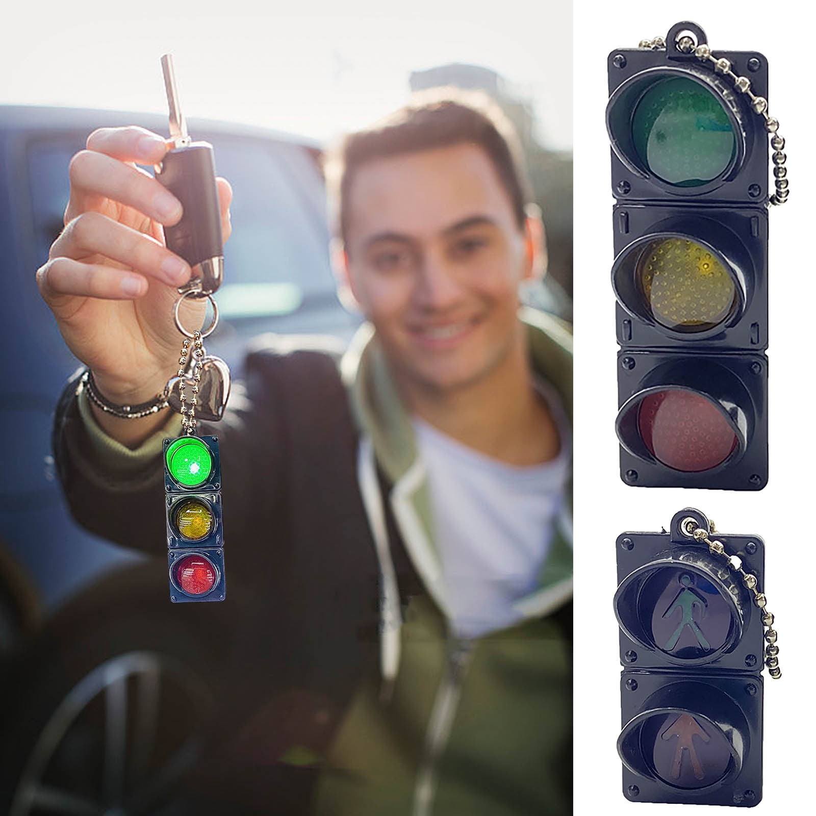 Hohaski Electronic Traffic Lights Keychain Backpack Pendant - Mini Cute ...