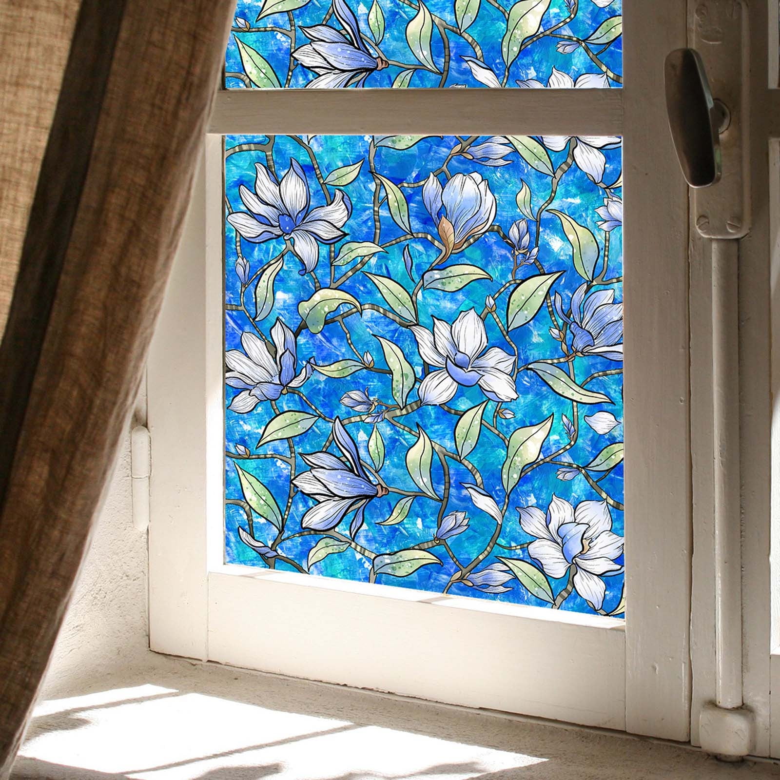 Hohaski Floral Pattern Window Sticker Hand Drawn Orchid Transparent ...