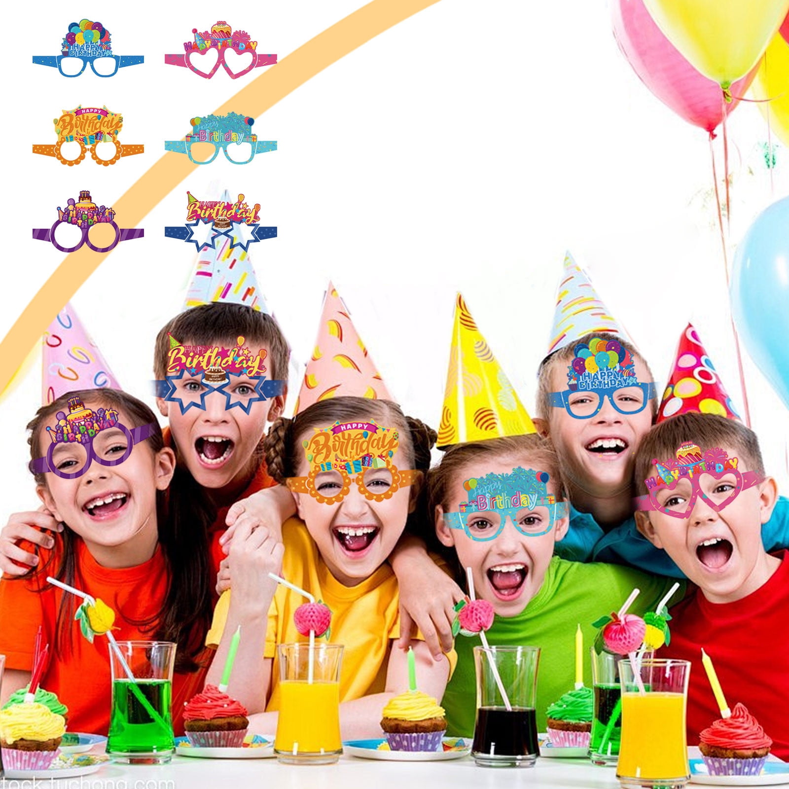 Hohaski Happy Birthday Party Glasses Colorful Birthday Party Paper ...