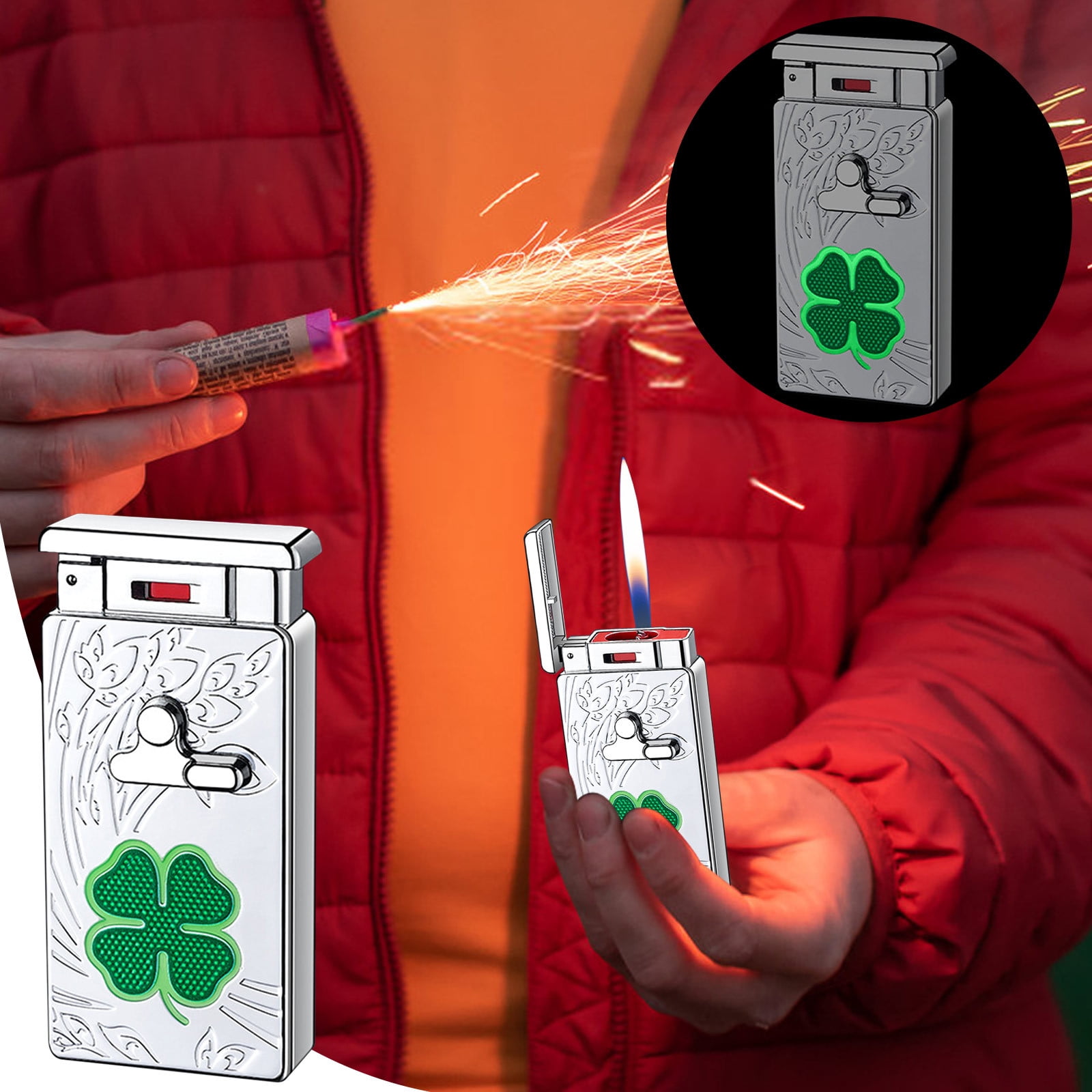 Hohaski Intelligent Induction Butane Lighter Windproof Double Flame ...