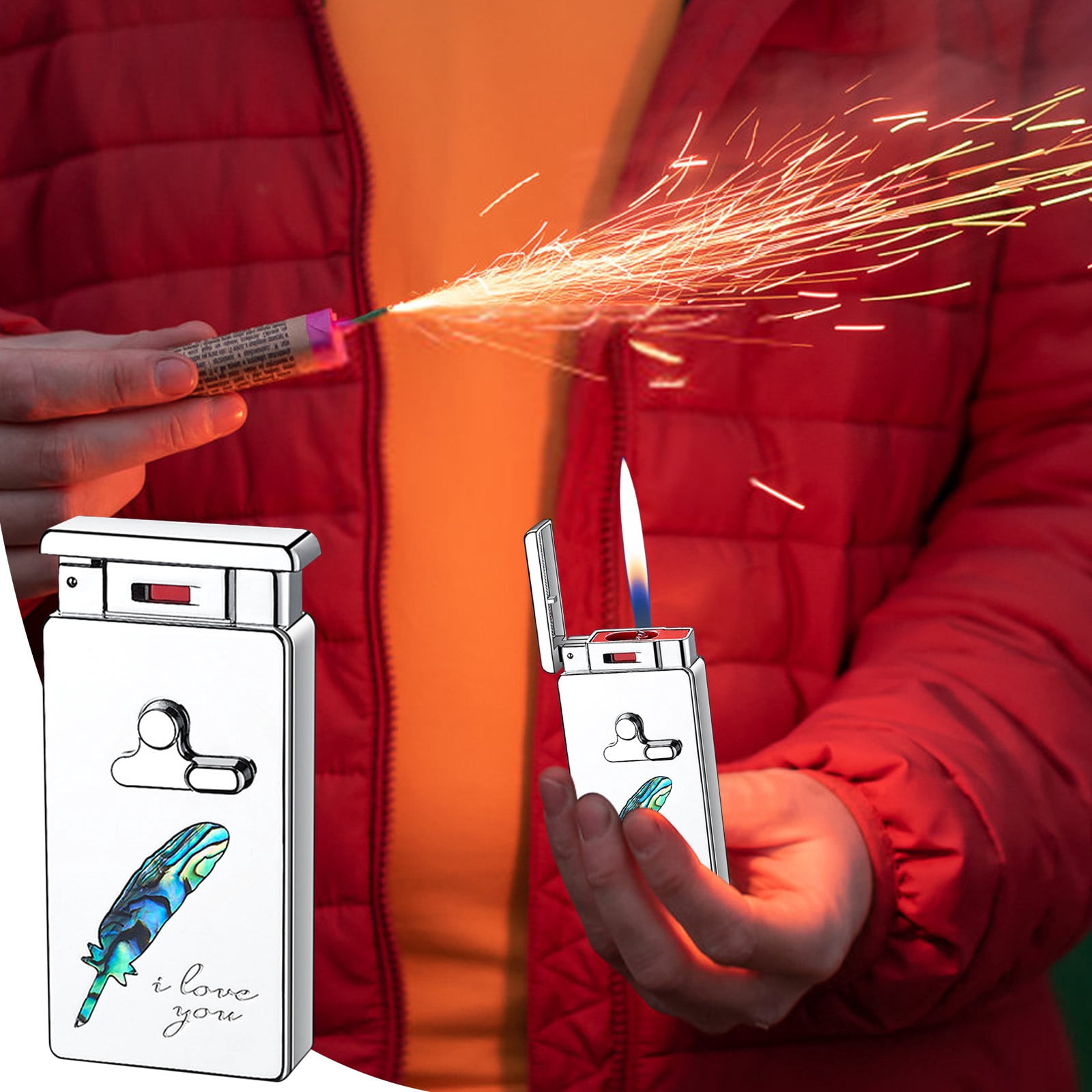 Hohaski Intelligent Induction Butane Lighter Windproof Double Flame ...