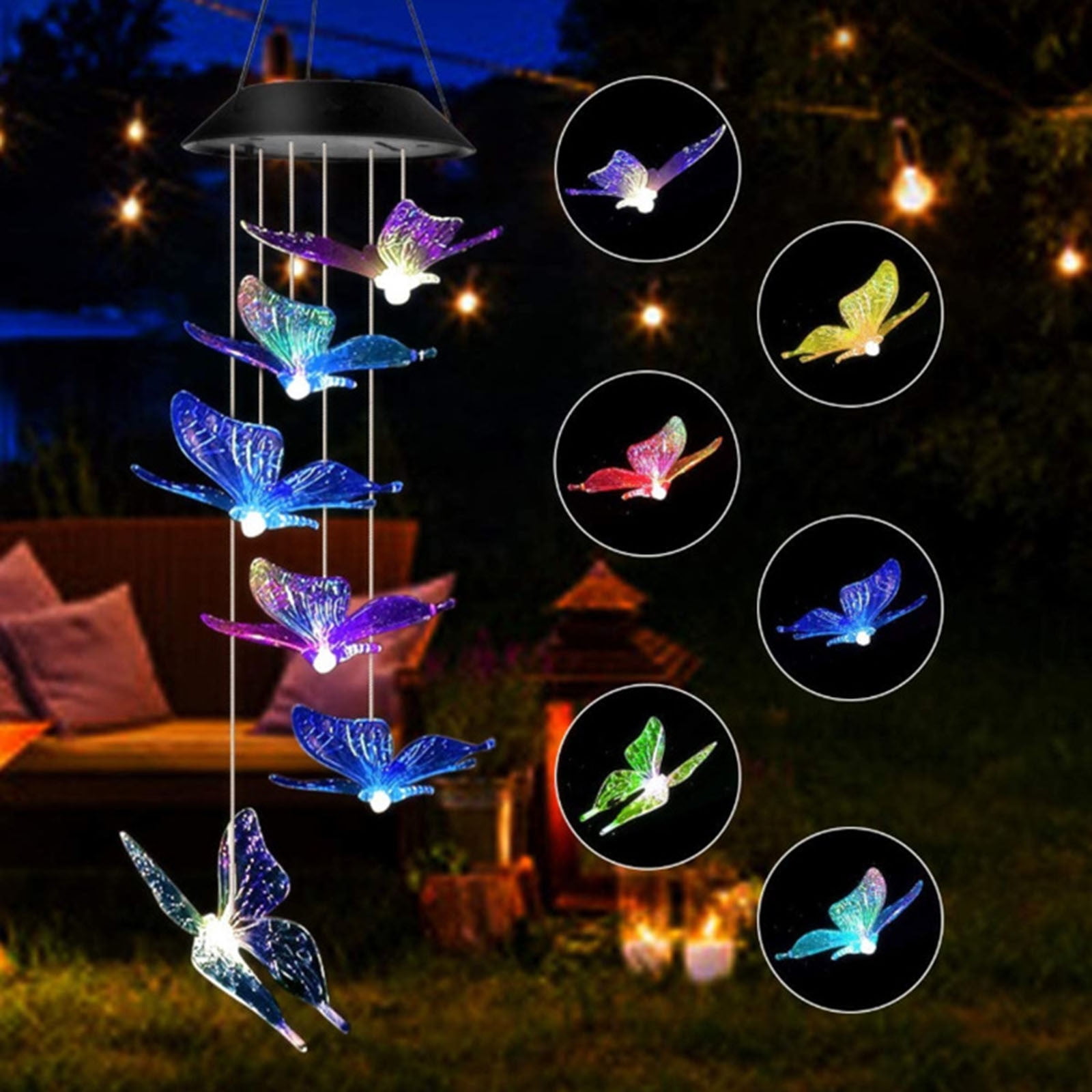 Hohaski New Outdoor Solar Wind Chime Light LED Colorful Gradient EVA ...