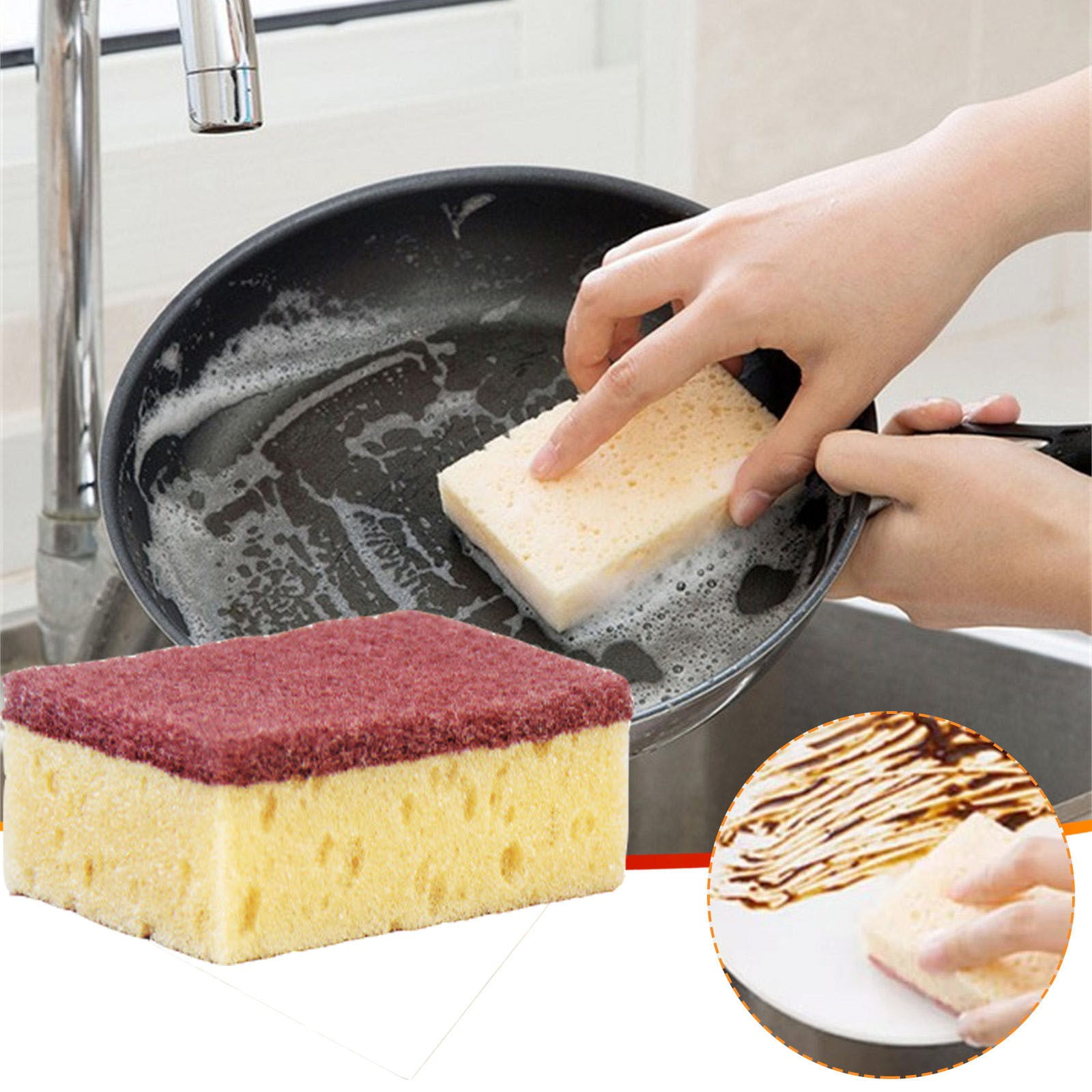 Hohaski Nylon Emery Sponge for Kitchen Cleaning Dishwashing Sponge ...