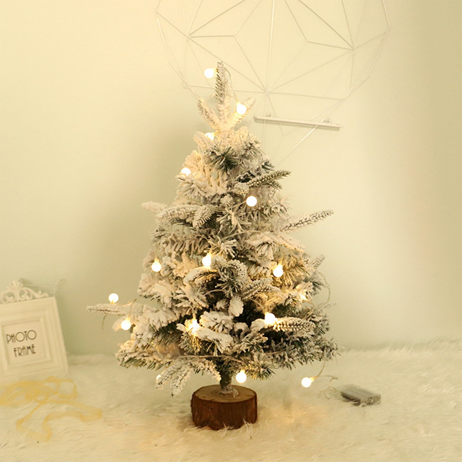 Hohaski Pre-lit Small Christmas Tree Miniature Pine Trees Sisal Trees ...