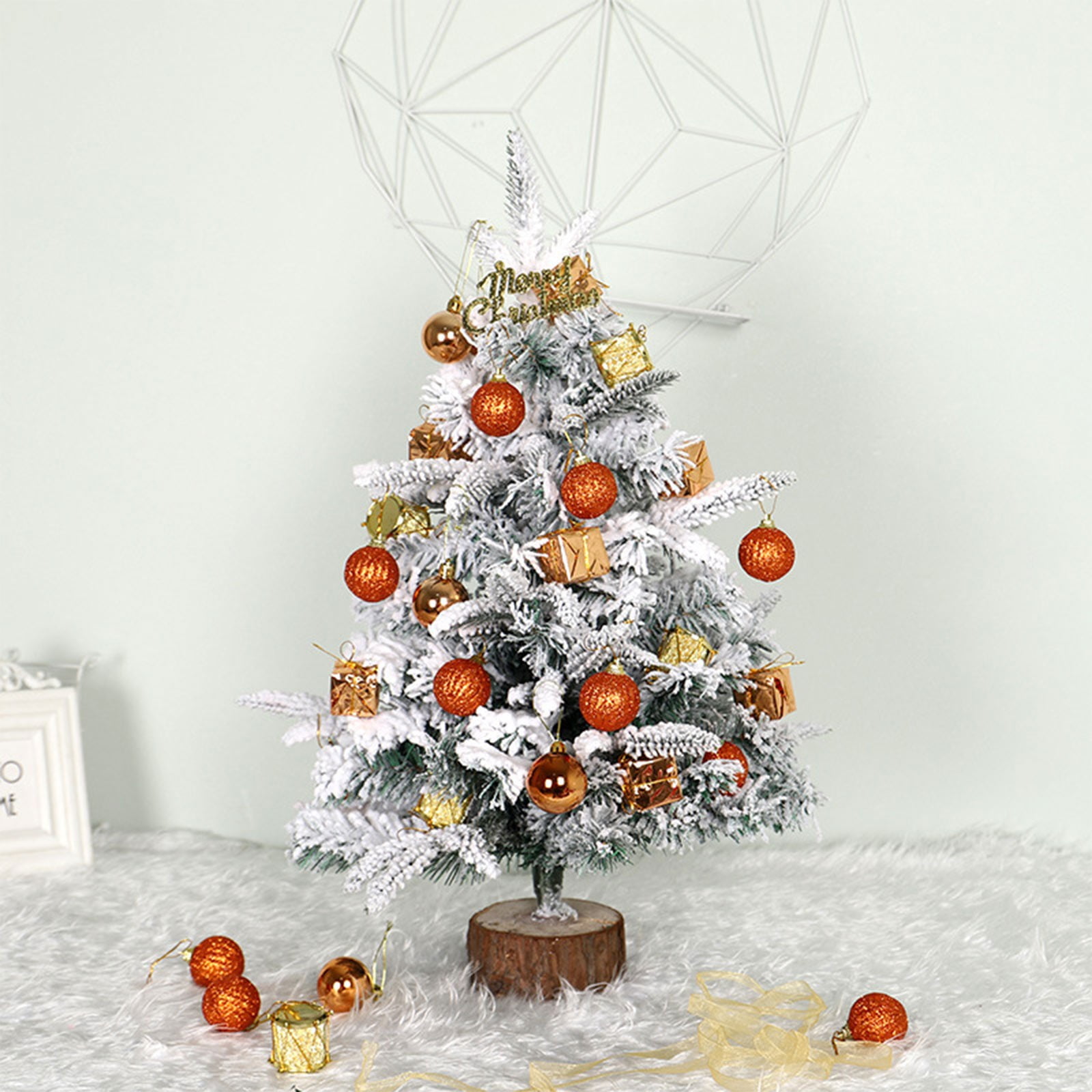 Hohaski Pre-lit Small Christmas Tree Miniature Pine Trees Sisal Trees ...