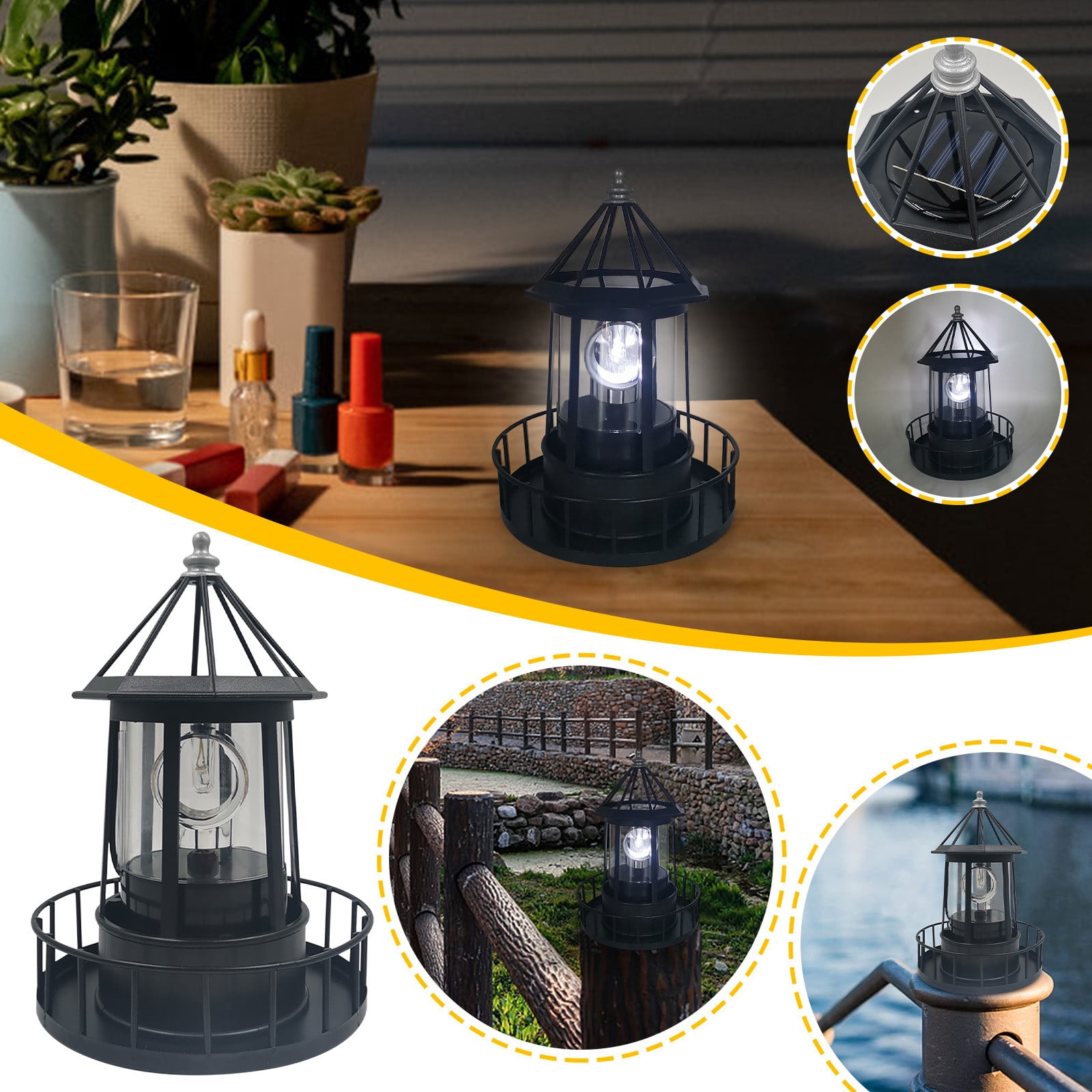 Hohaski Solar Light Powered Rotating Lamp, Outdoor Courtyard Solar ...