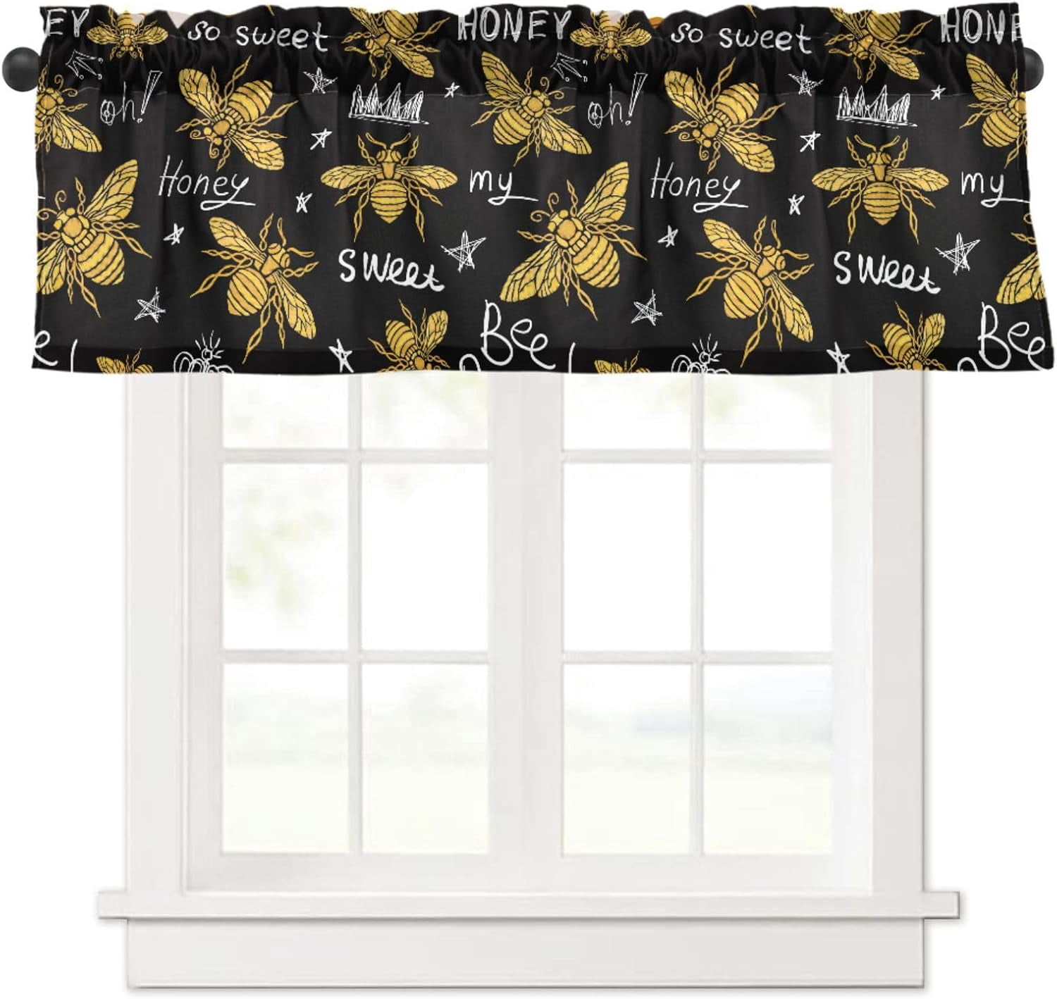 Hohey Bee Kitchen Curtains Valances for Windows Rod Pocket Valance ...