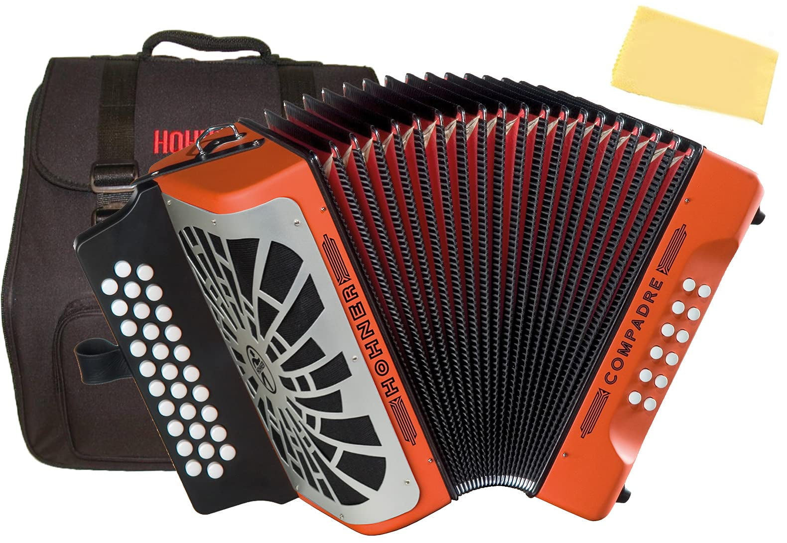 Hohner Compadre GCF 3-Row Diatonic Accordion Bundle with Gig Bag and ...