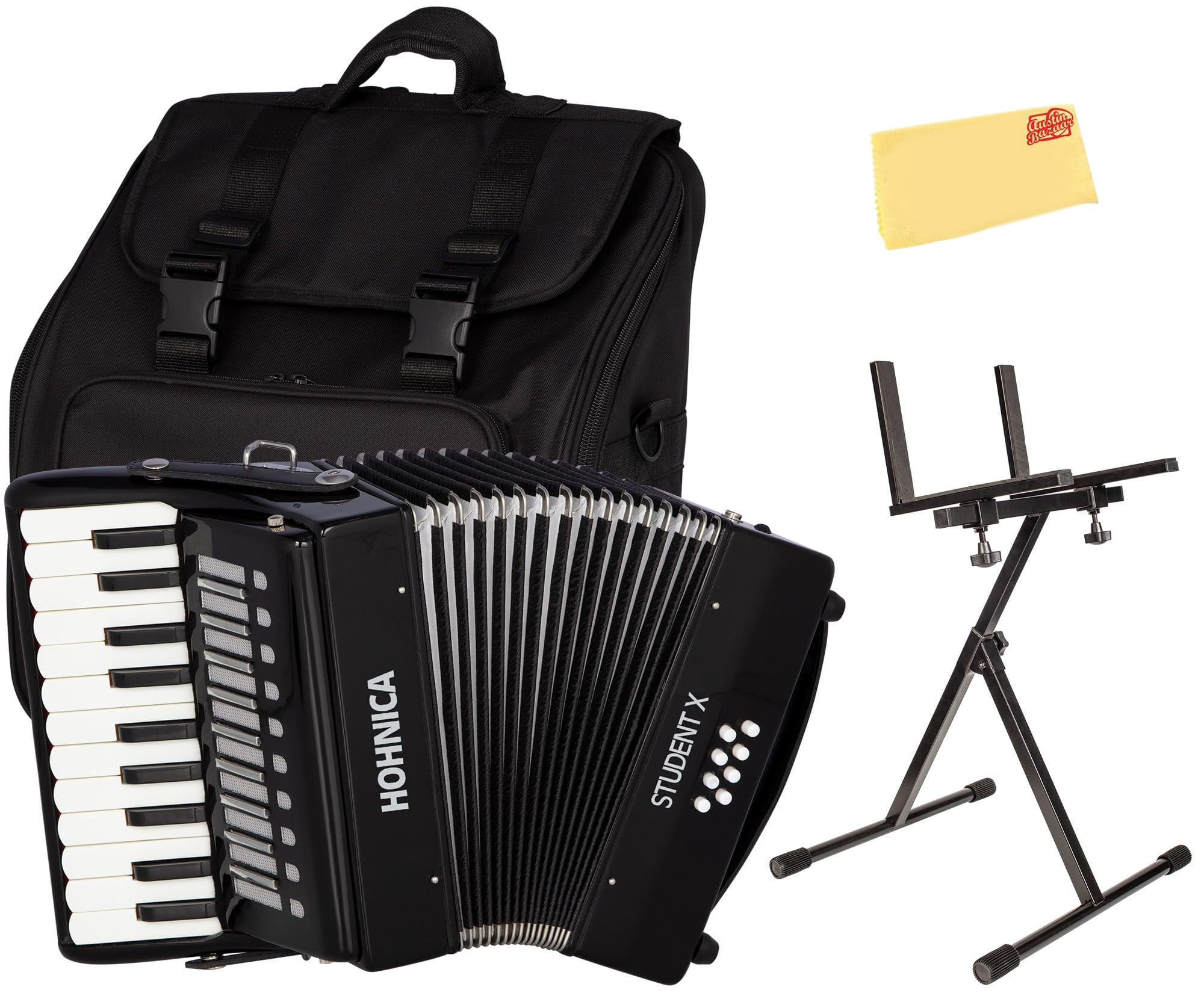 Hohner Hohnica Student X 30-Key 8 Bass Piano Accordion - Black Bundle ...