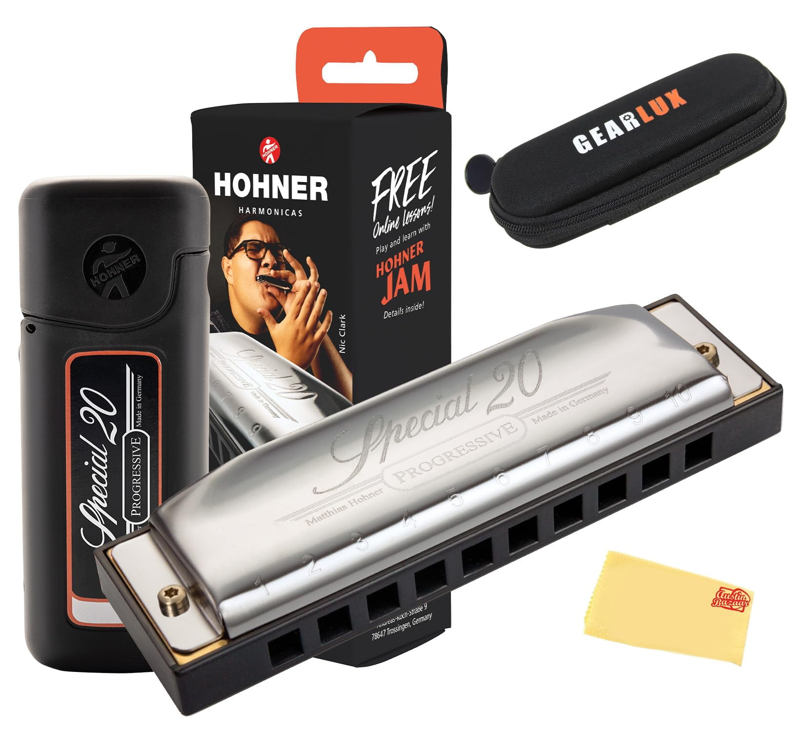 Hohner Special 20 Country Tuned Harmonica - Key of A Bundle with Case ...