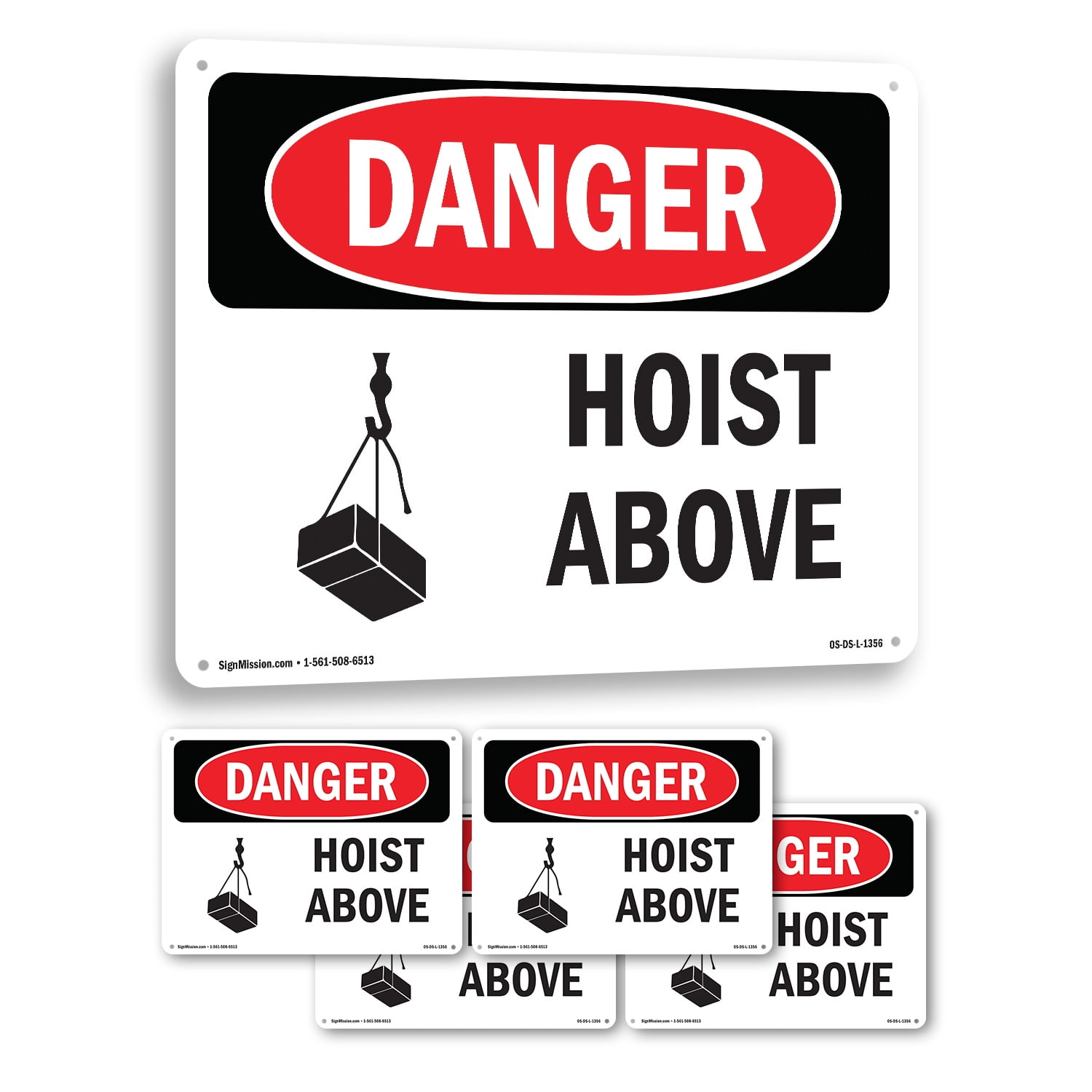 Hoist Above OSHA Danger Aluminum Sign 24 Inch x 18 Inch - 5 Pack ...