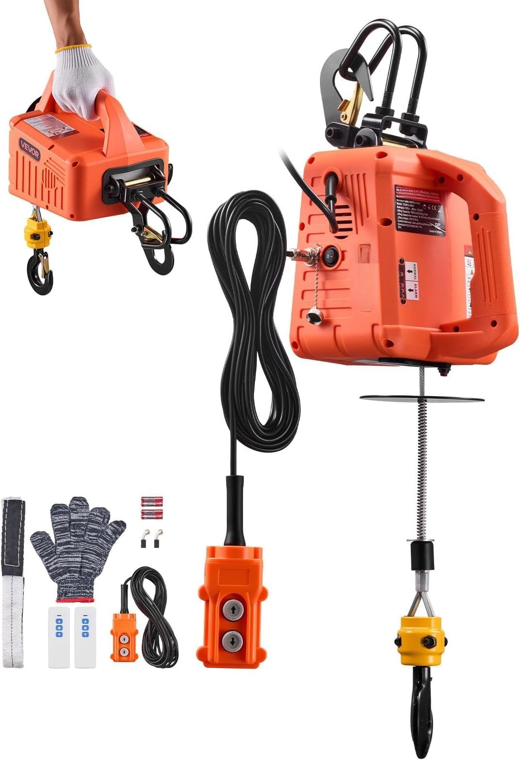 Hoist Winch, 1100 lbs Capacity, 1500W Portable Power Winch, 25 ft ...