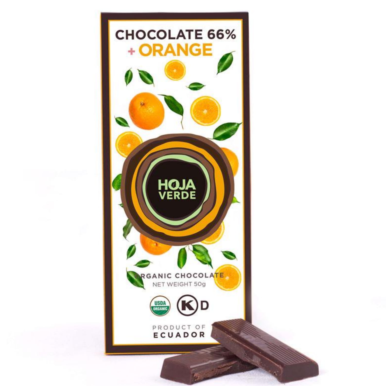 Hoja Verde 66% + Orange Organic Dark Chocolate, Vegan, Non GMO ...