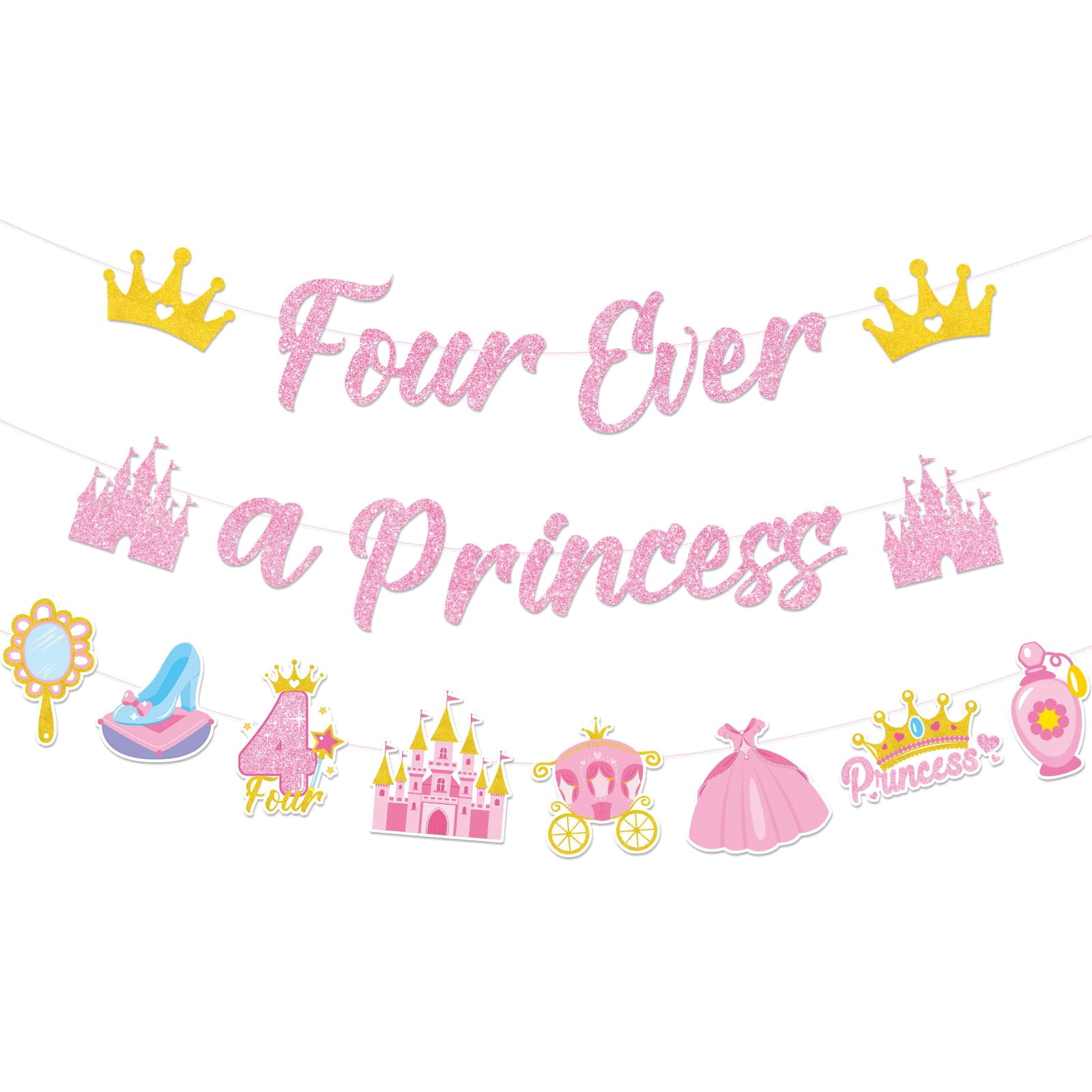 Hokinaa Four Ever PresNok A Banner - 3 Pcs 4th Birthday Party ...