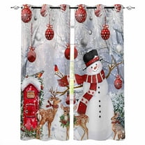 Hokiten Grey Snowman Christmas Blackout Curtains | Light Blocking Print ...