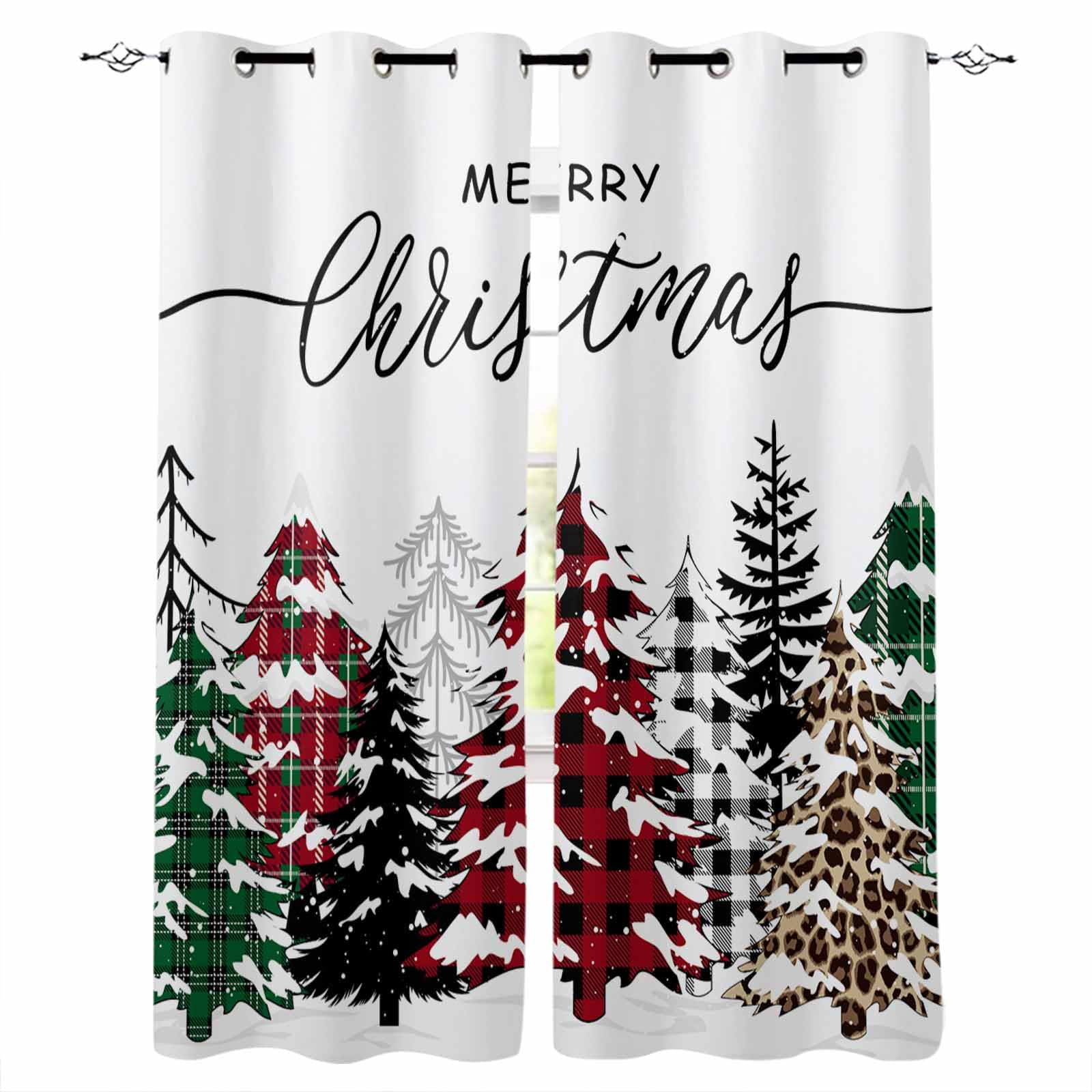 Hokiten Christmas Tree Blackout Curtains | Light Blocking Print Window ...