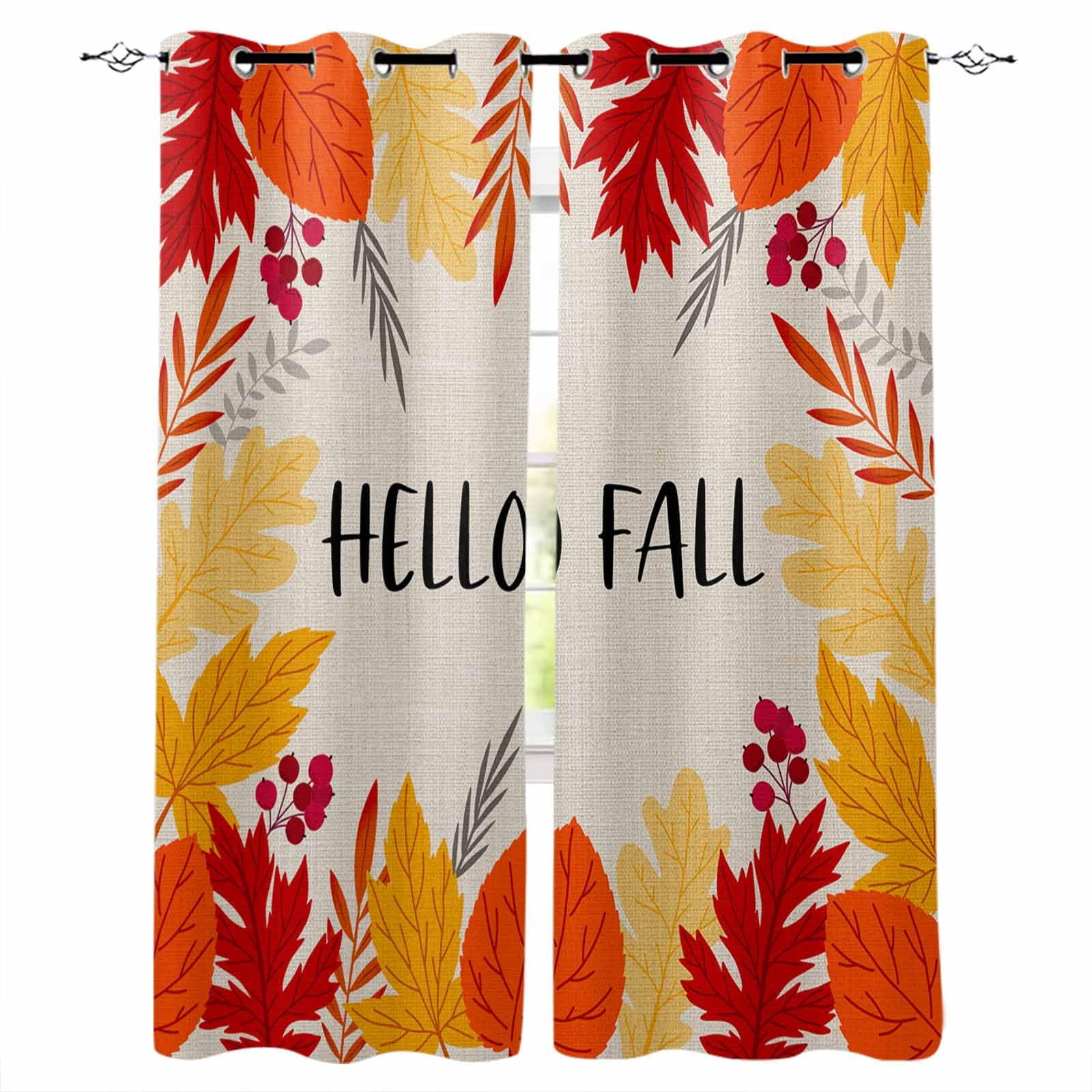 Hokiten Hello Fall Blackout Curtains | Light Blocking Print Window ...