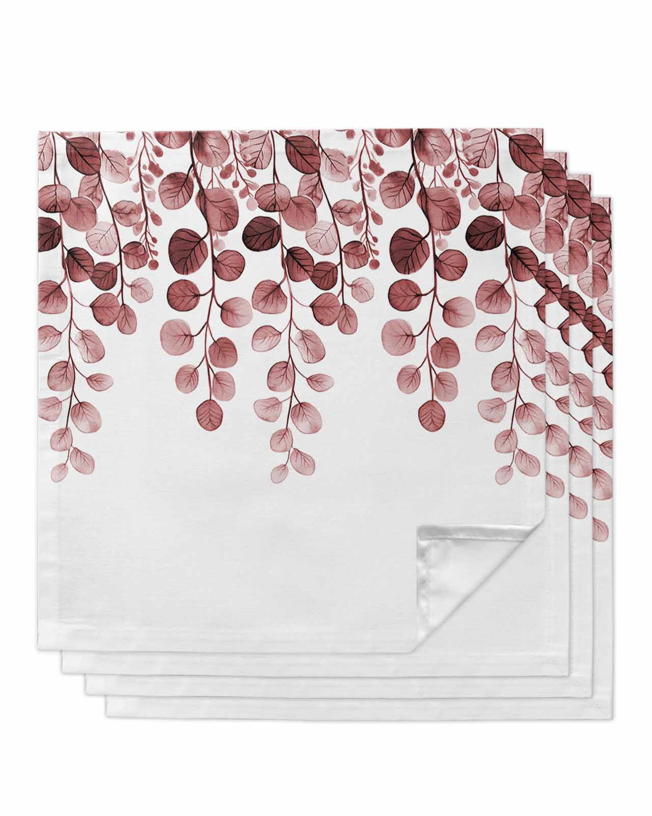 Hokiten Kitchen Dinner Napkins Set of 4 Red Eucalyptus Leaves Cloth ...