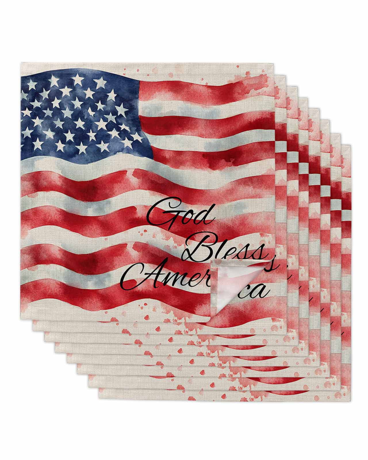 Hokiten Kitchen Dinner Napkins Set of 8 American Flag Cloth Napkins ...