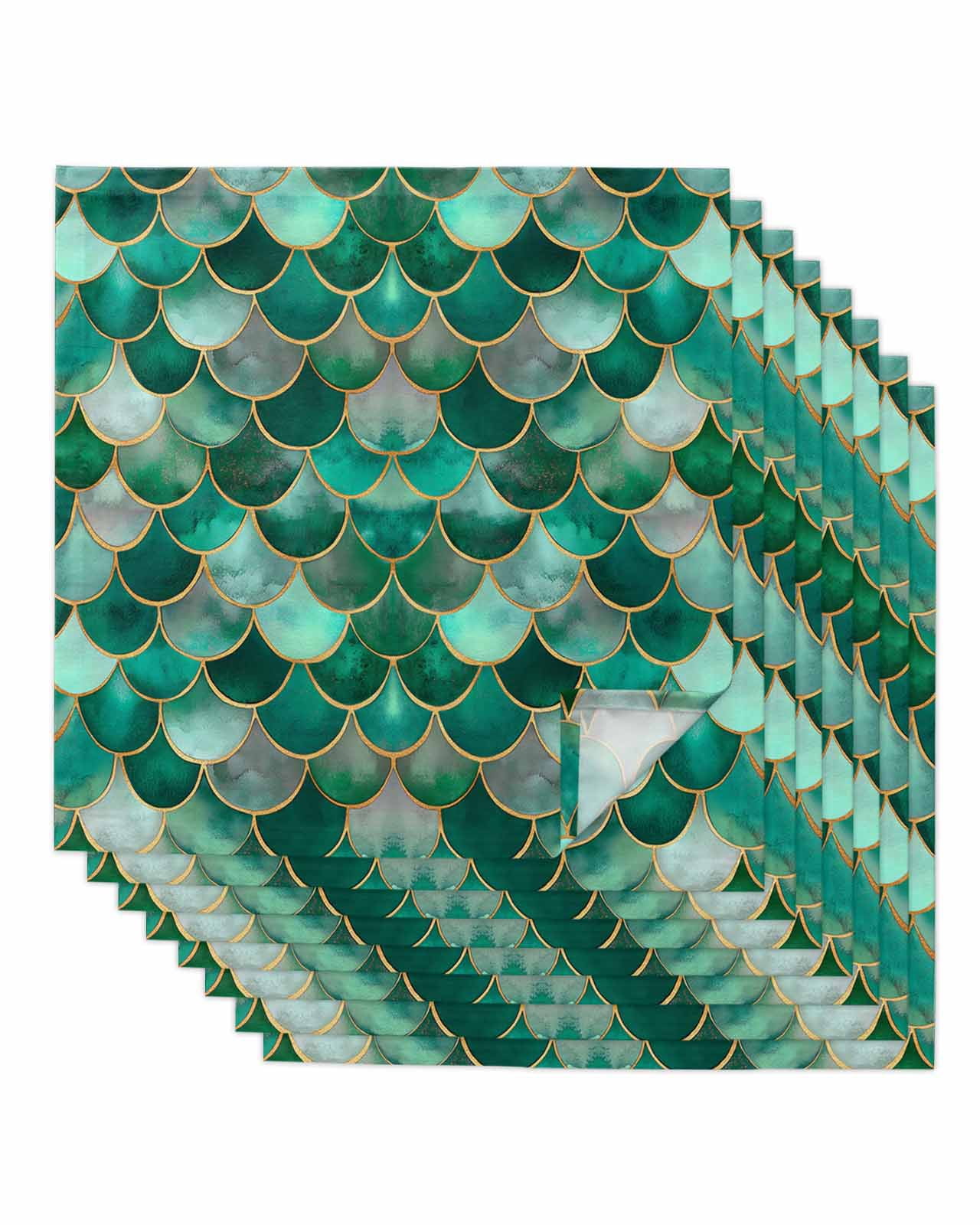 Hokiten Kitchen Dinner Napkins Set of 8 Turquoise Ombre Scale Cloth ...