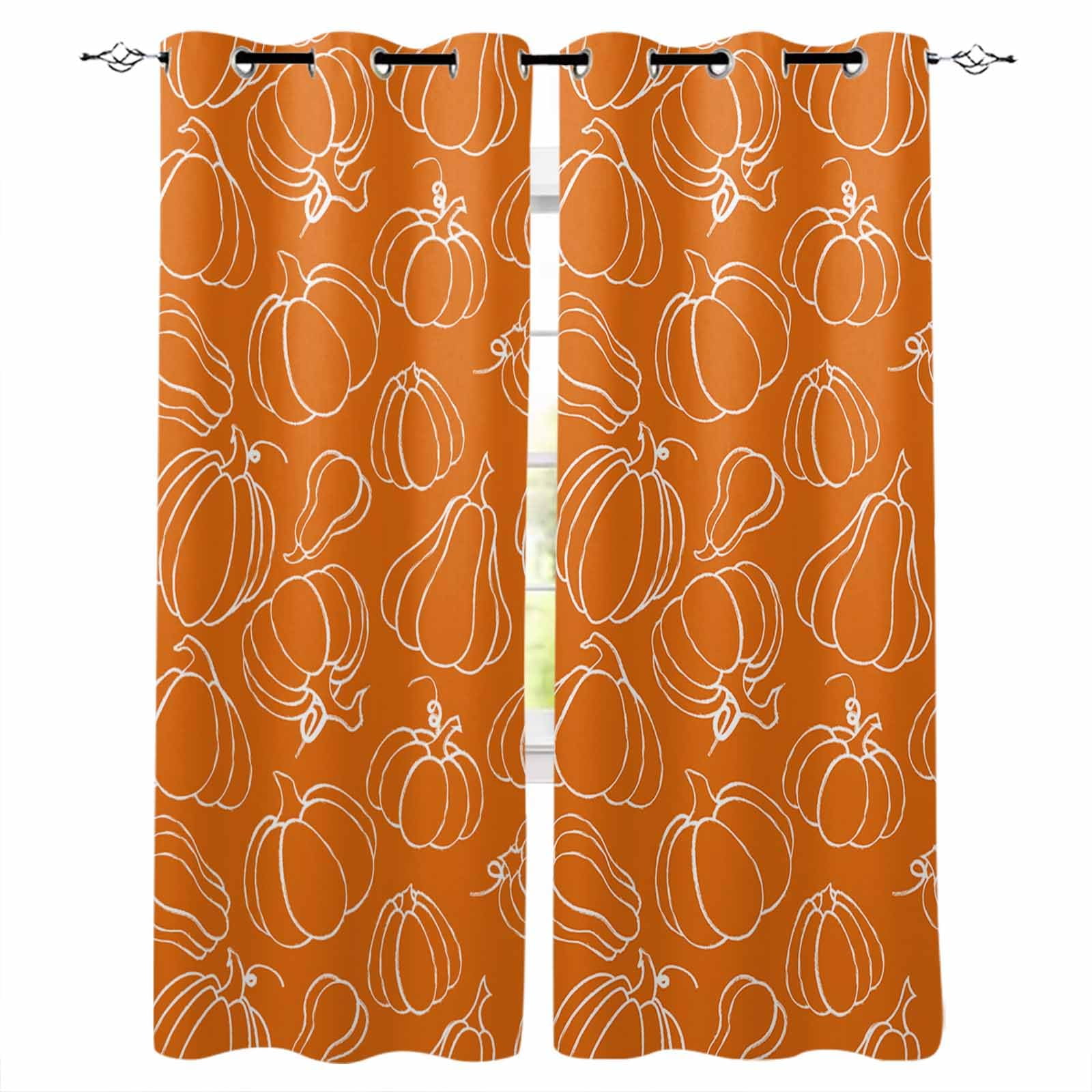 Hokiten Orange Pumpkins Fall Blackout Curtains | Light Blocking Print ...