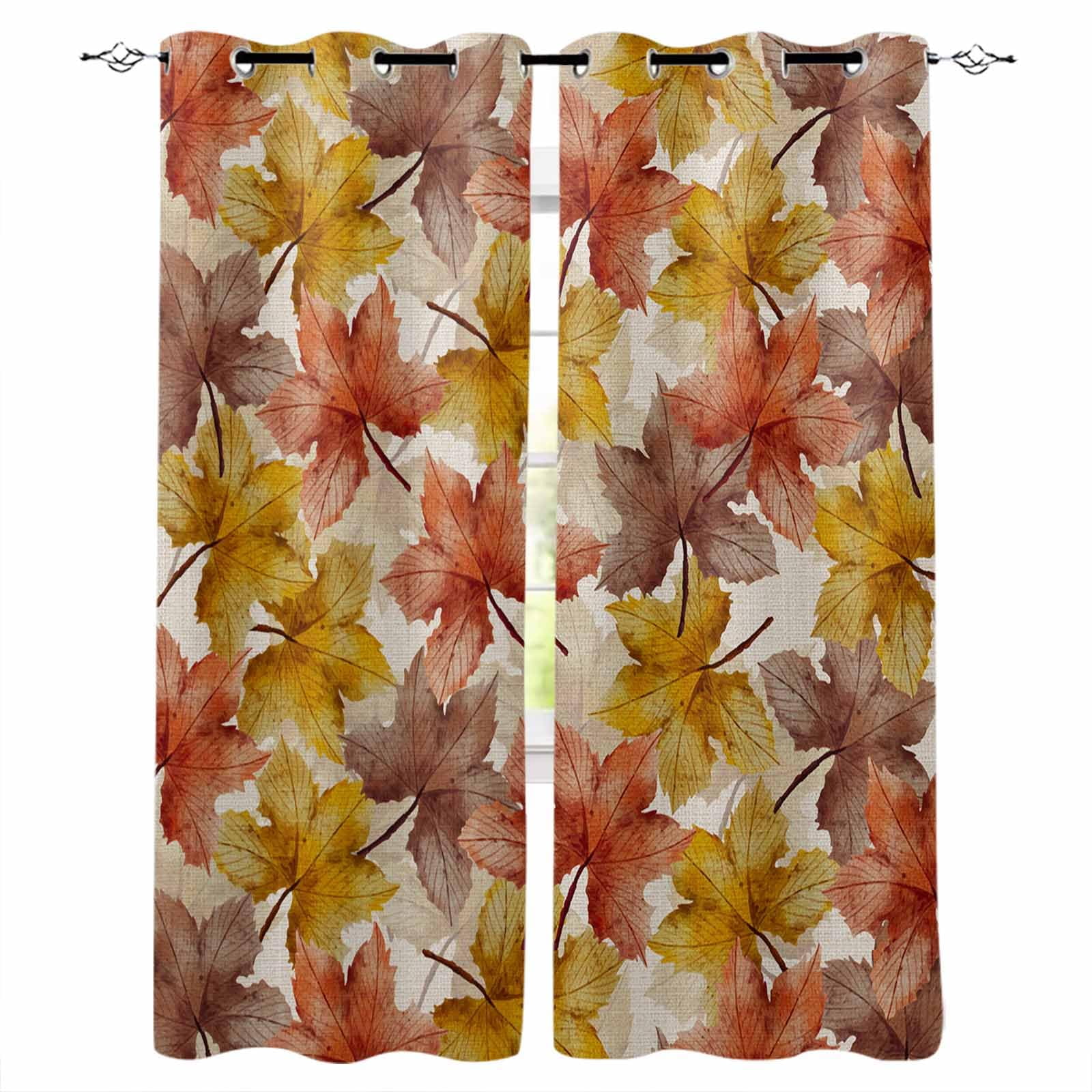 Hokiten Orange Yellow Brown Botanical Blackout Curtains | Light ...