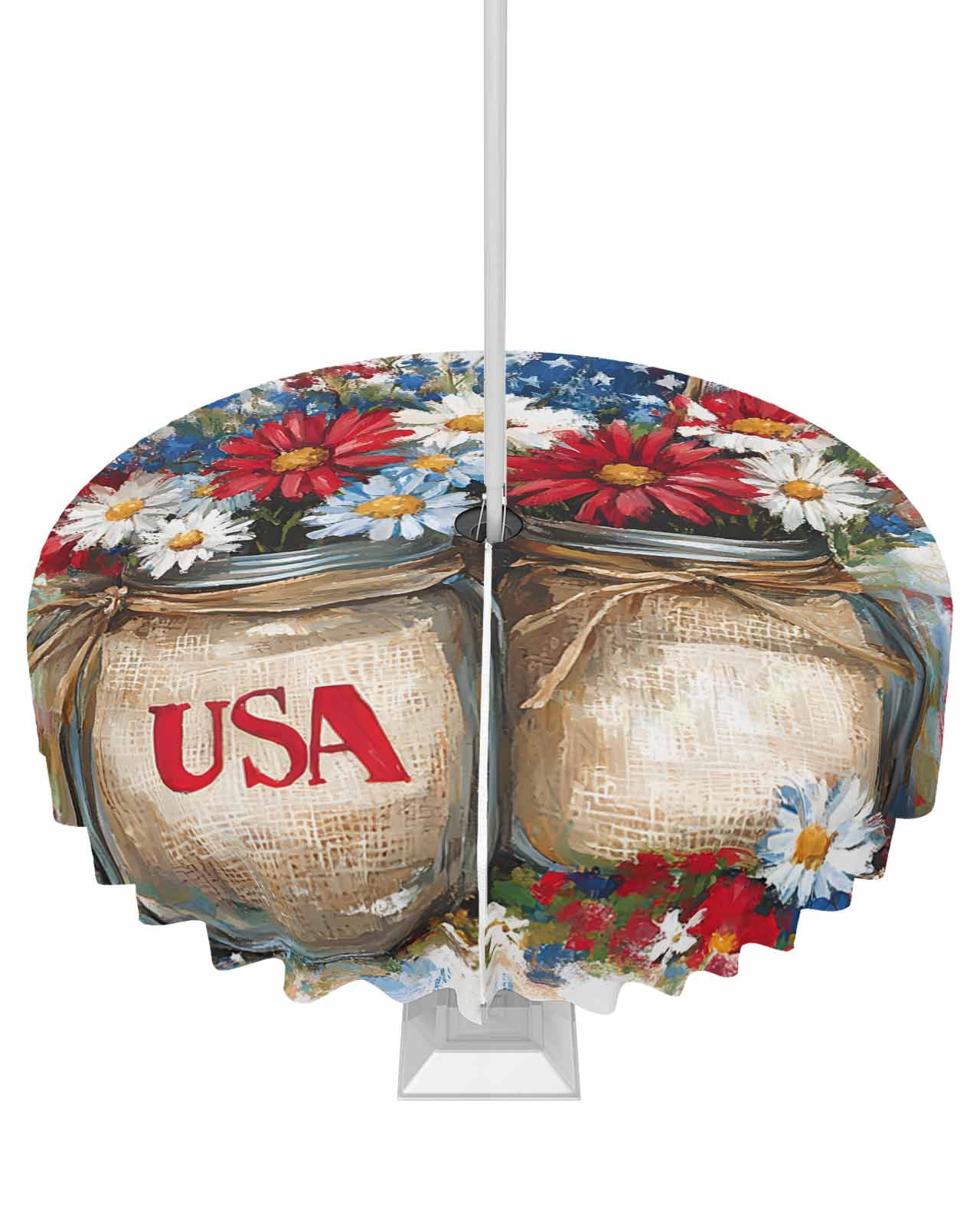 Hokiten Outdoor Tablecloths with Umbrella Hole & Zipper, 4th of July ...