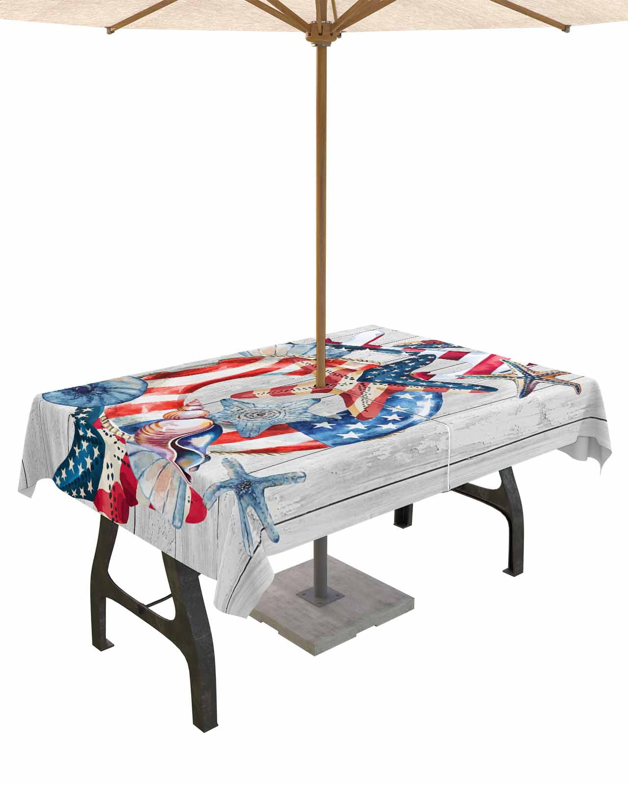 Hokiten Outdoor Tablecloths with Umbrella Hole & Zipper, 4th of July ...