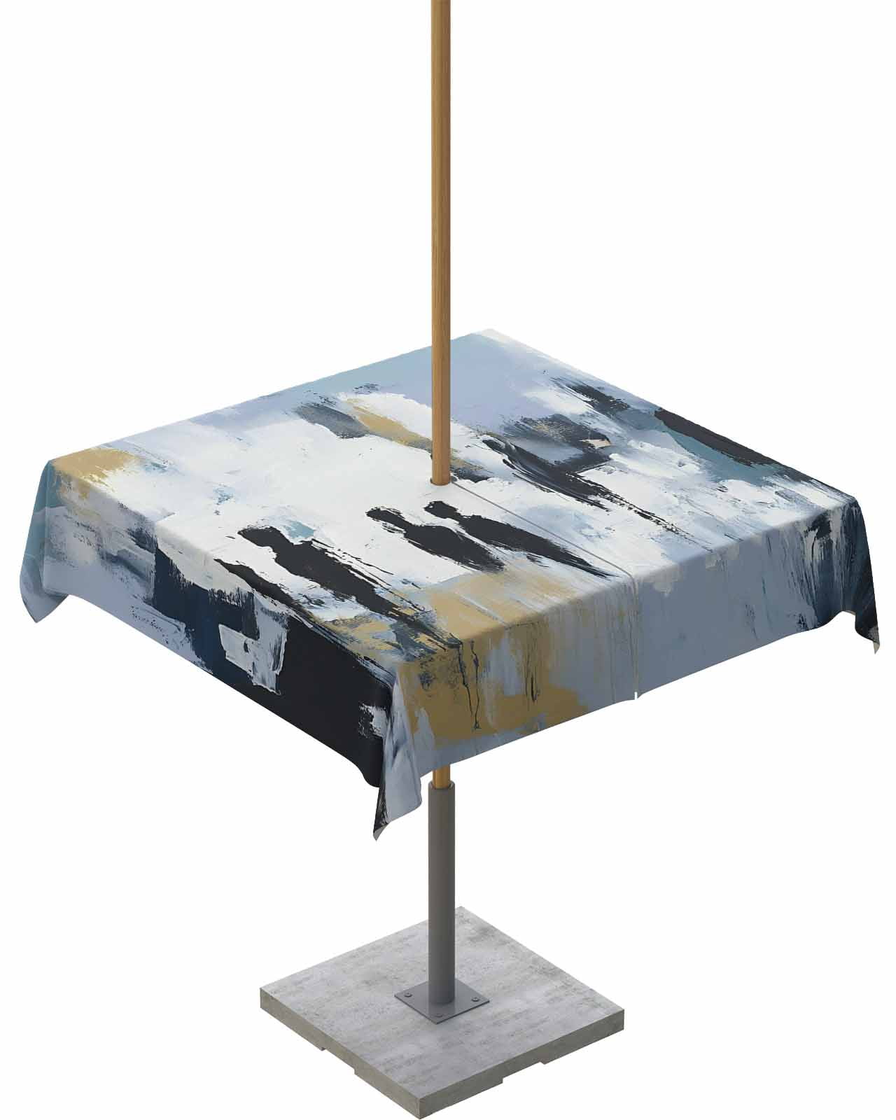 Hokiten Outdoor Tablecloths with Umbrella Hole & Zipper, Abstract Blue ...