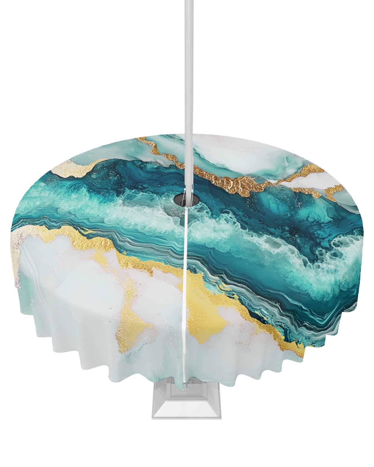 Hokiten Outdoor Tablecloths with Umbrella Hole & Zipper, Abstract ...