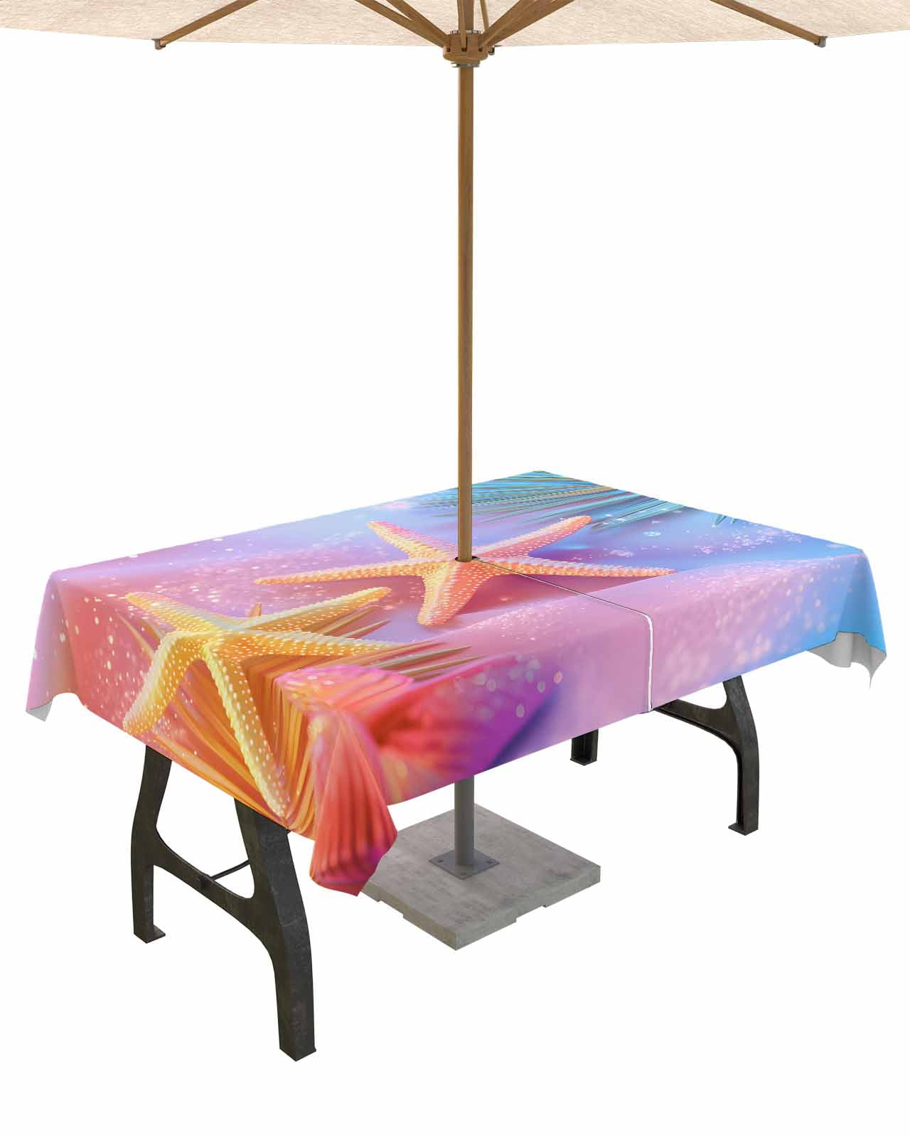 Hokiten Outdoor Tablecloths with Umbrella Hole & Zipper, Abstract ...