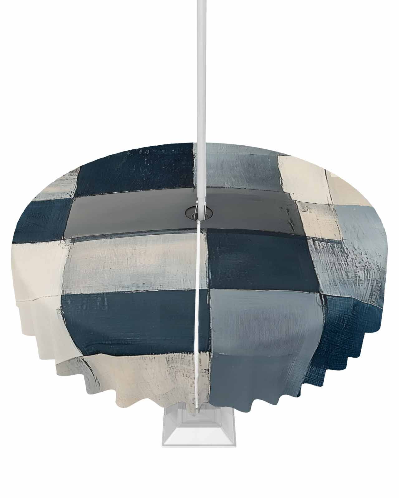 Hokiten Outdoor Tablecloths with Umbrella Hole & Zipper, Blue Beige ...