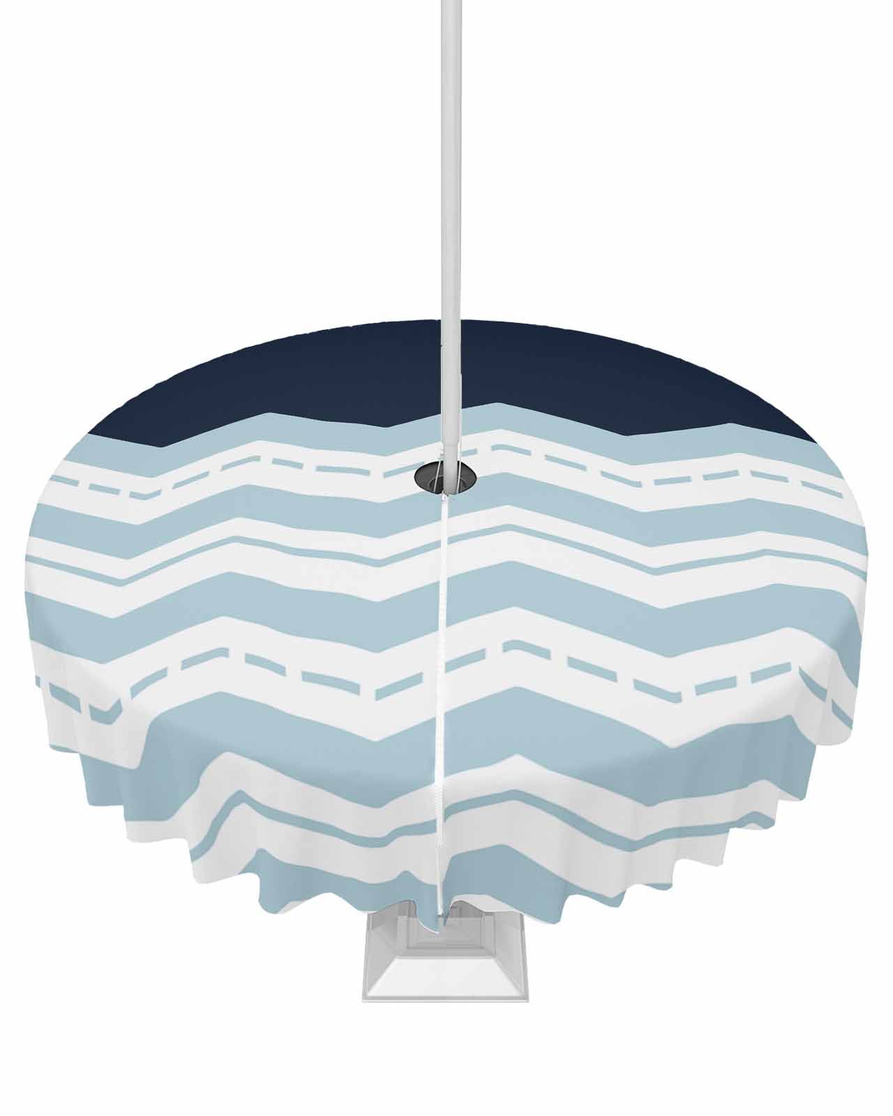 Hokiten Outdoor Tablecloths with Umbrella Hole & Zipper, Blue Chevron ...