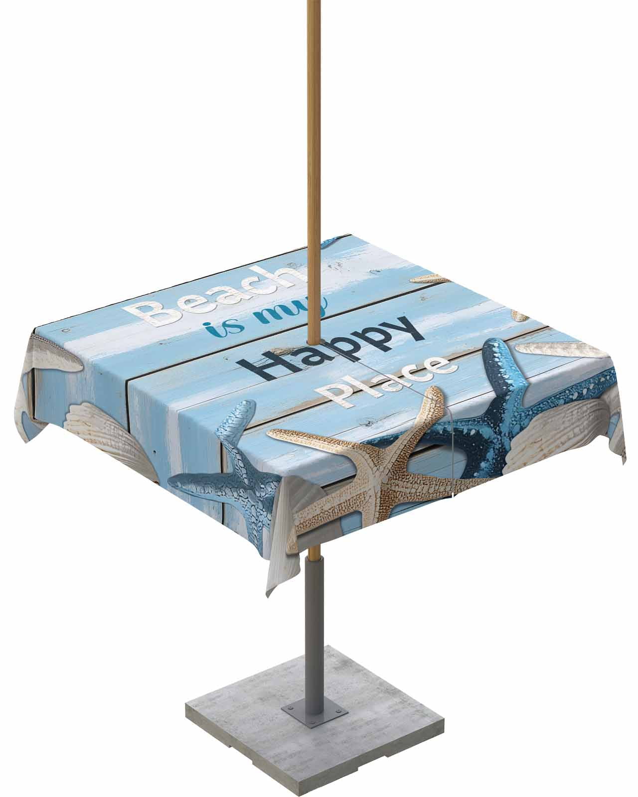 Hokiten Outdoor Tablecloths with Umbrella Hole & Zipper, Blue Coastal ...