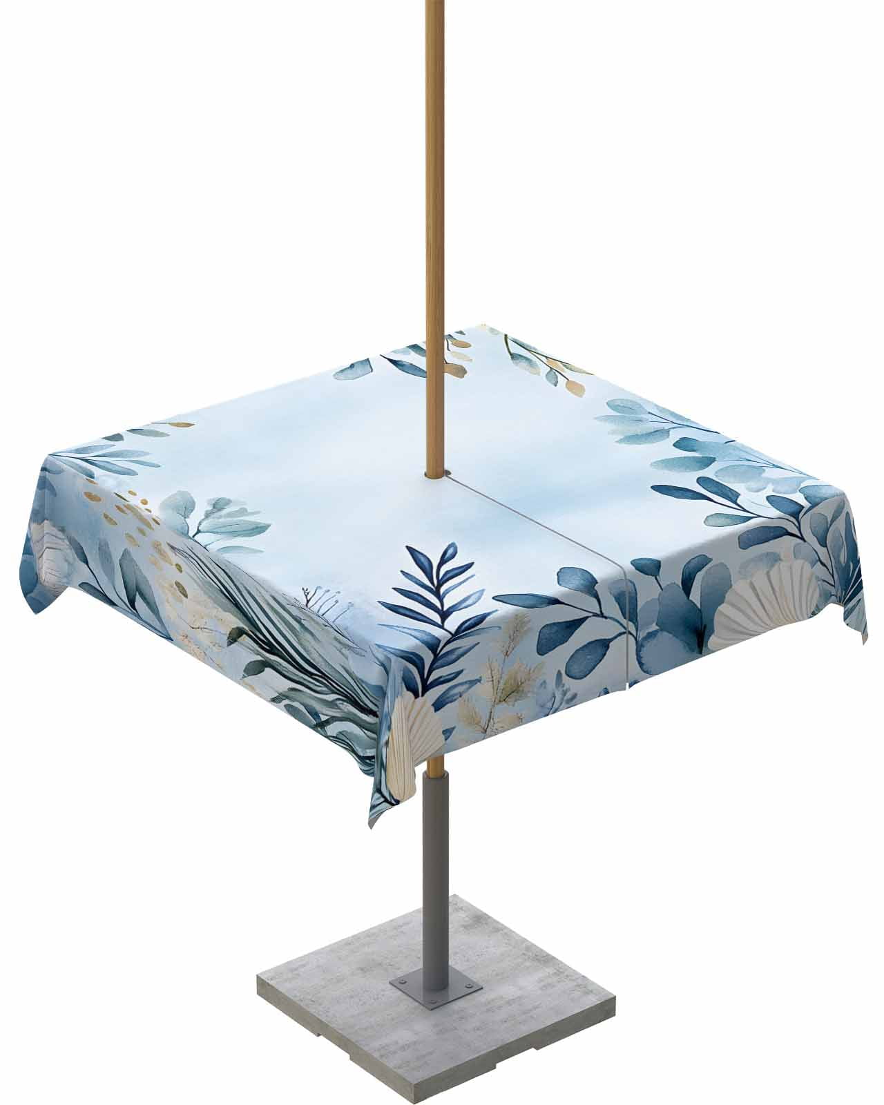 Hokiten Outdoor Tablecloths with Umbrella Hole & Zipper, Blue ...