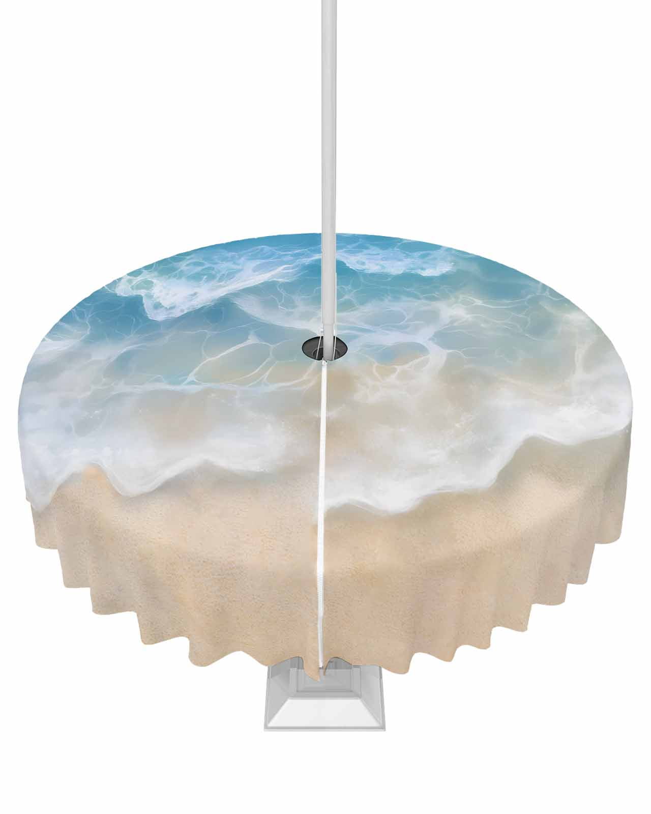 Hokiten Outdoor Tablecloths with Umbrella Hole & Zipper, Blue Ocean ...