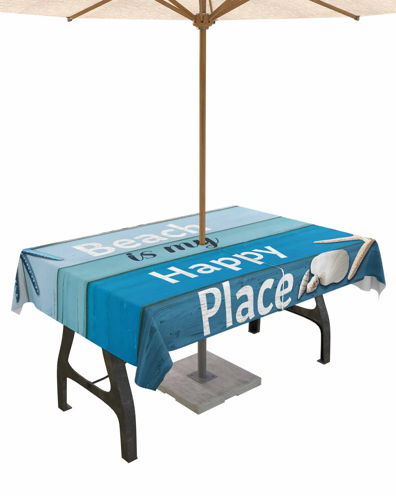 Hokiten Outdoor Tablecloths with Umbrella Hole & Zipper, Blue Ombre ...