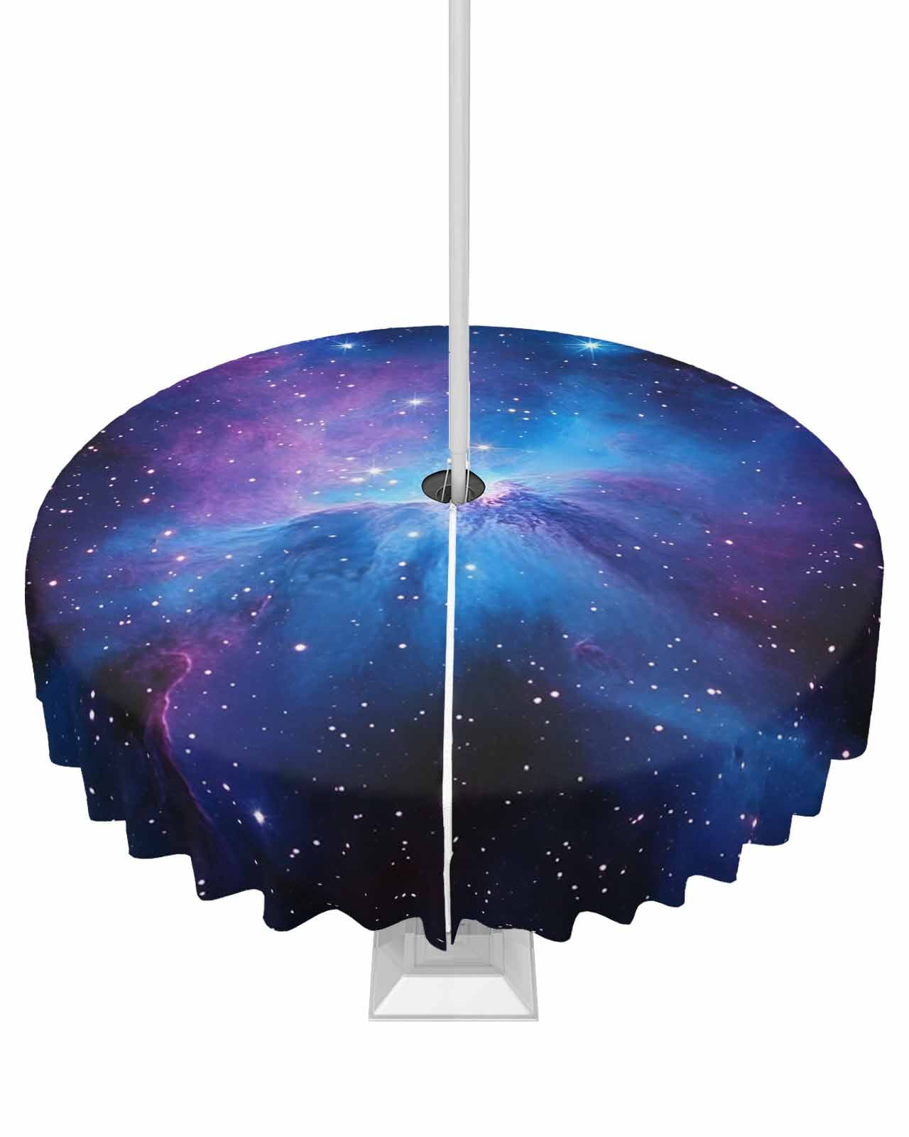 Hokiten Outdoor Tablecloths with Umbrella Hole & Zipper, Blue Purple ...