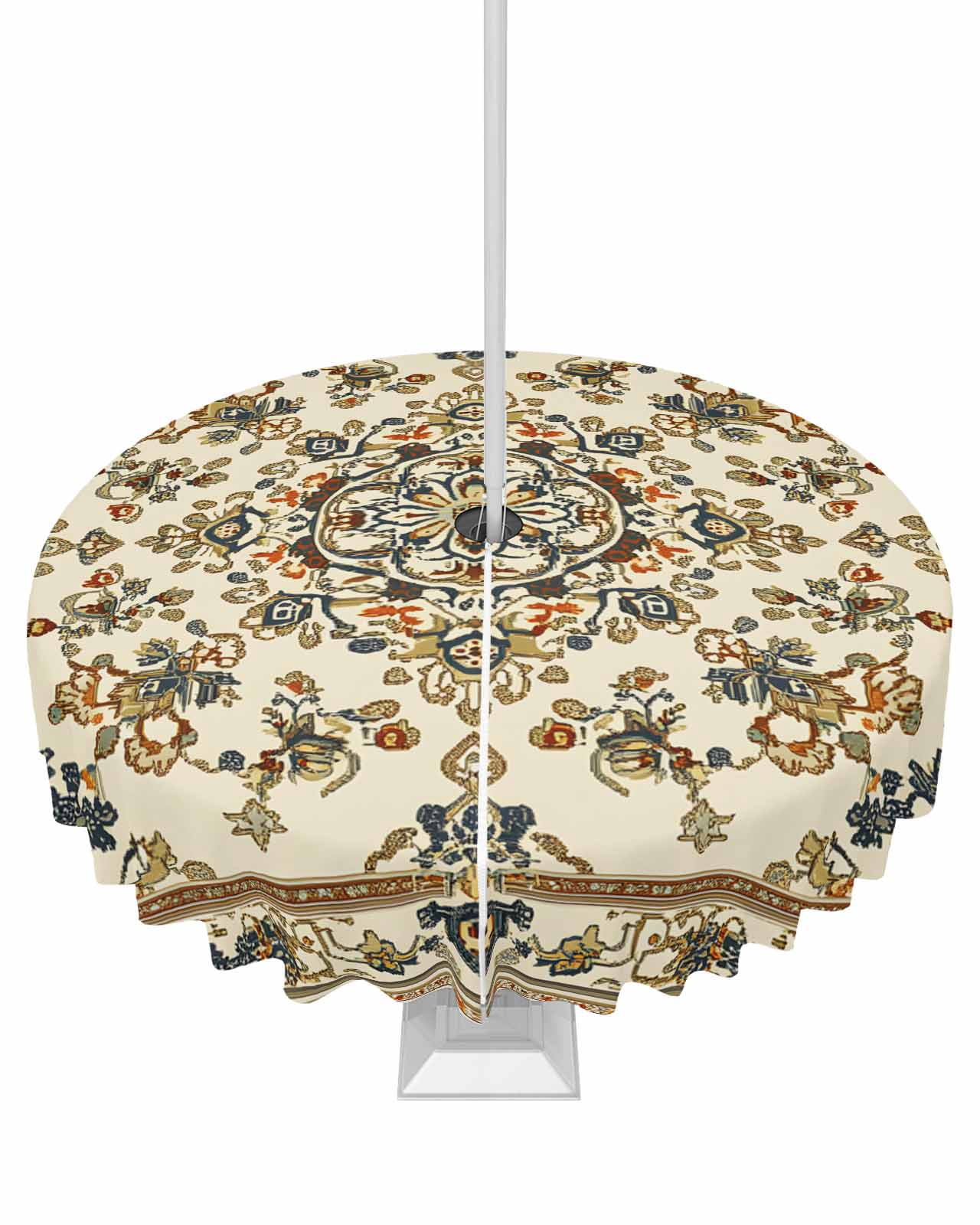 Hokiten Outdoor Tablecloths with Umbrella Hole & Zipper, Boho Floral ...