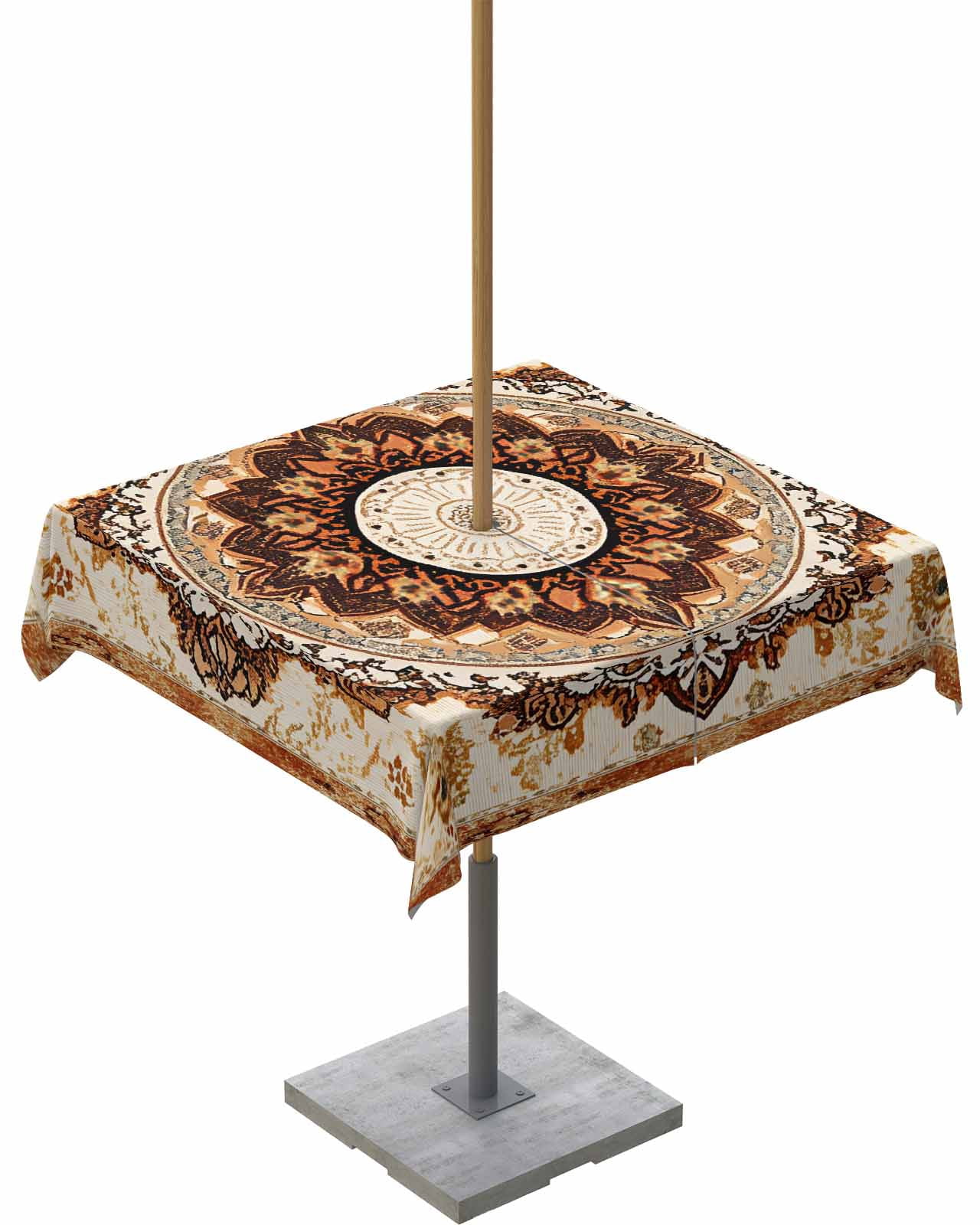 Hokiten Outdoor Tablecloths with Umbrella Hole & Zipper, Boho Leaf ...