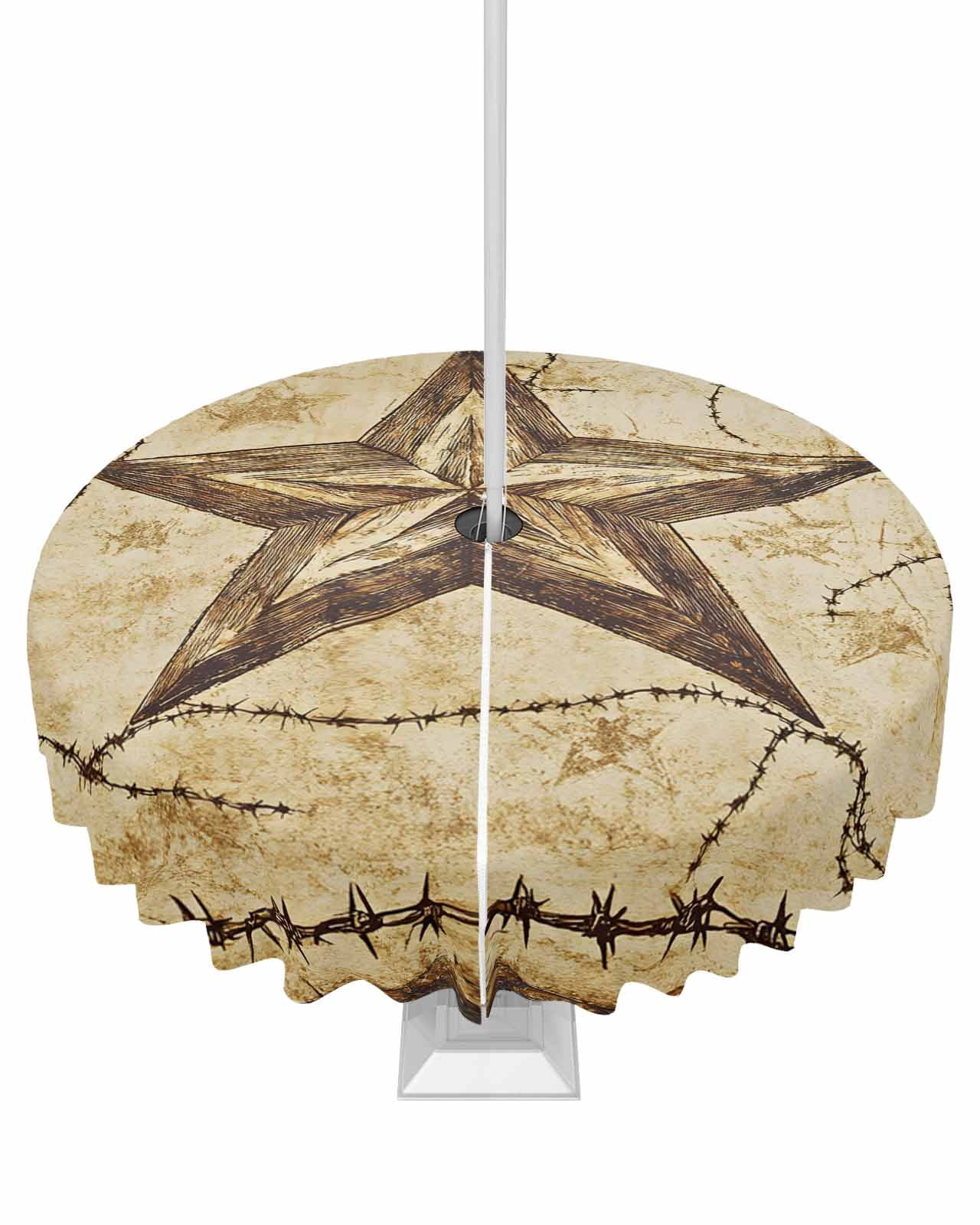 Hokiten Outdoor Tablecloths with Umbrella Hole & Zipper, Brown Texas ...
