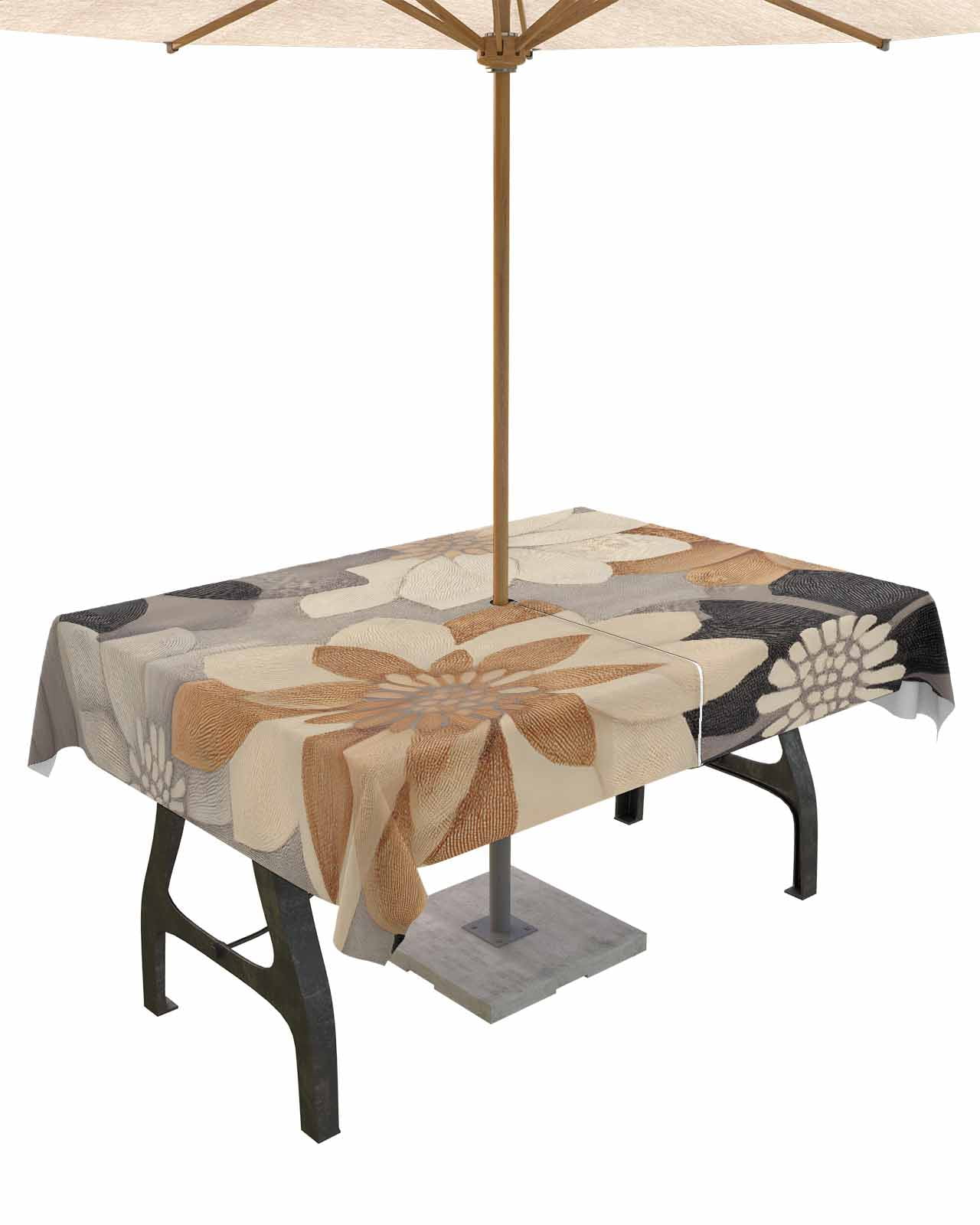 Hokiten Outdoor Tablecloths with Umbrella Hole & Zipper, Burnt Orange ...