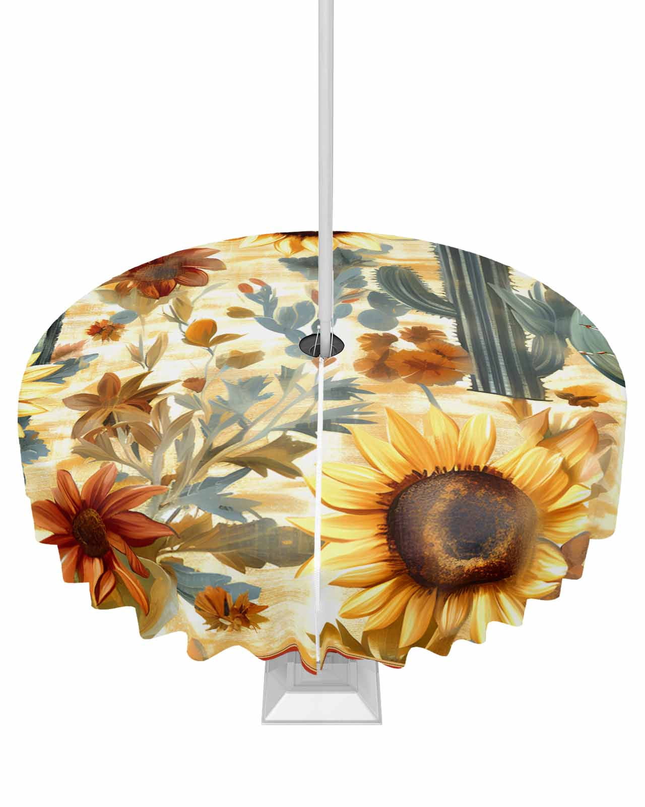 Hokiten Outdoor Tablecloths with Umbrella Hole & Zipper, Cactus ...