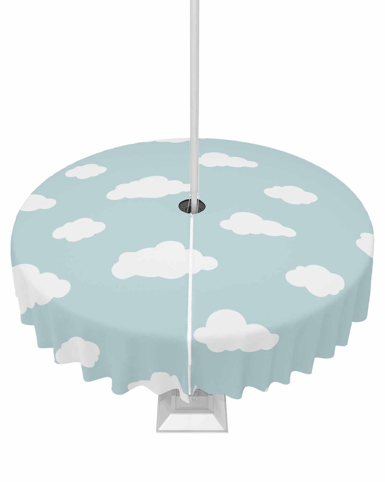 Hokiten Outdoor Tablecloths with Umbrella Hole & Zipper, Clouds Round ...