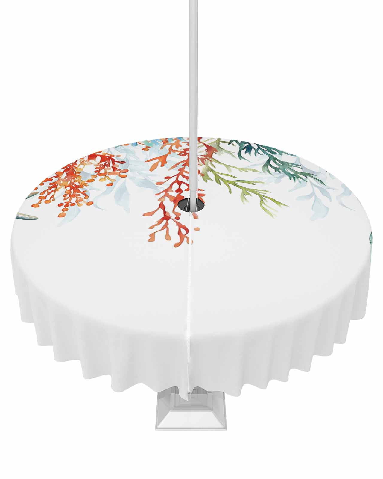 Hokiten Outdoor Tablecloths with Umbrella Hole & Zipper, Coastal Ocean ...