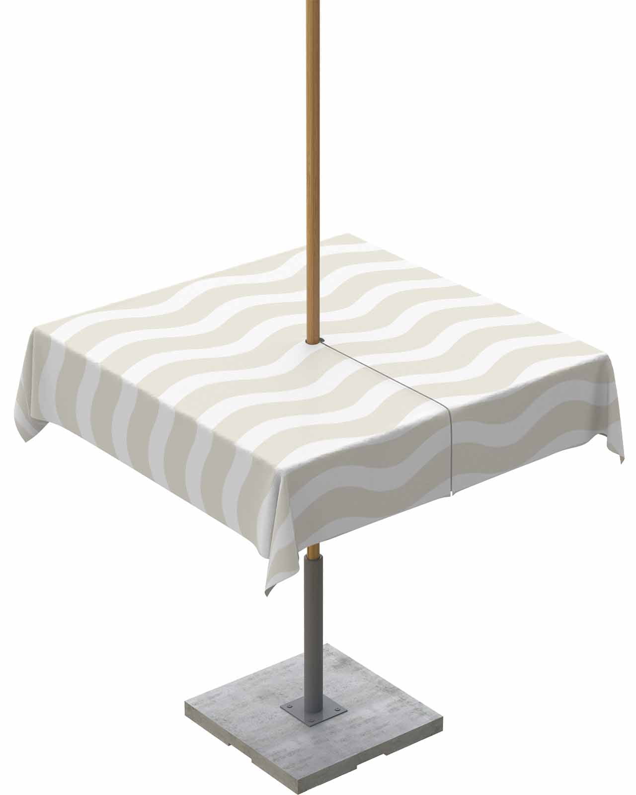 Hokiten Outdoor Tablecloths with Umbrella Hole & Zipper, Cream Striped ...